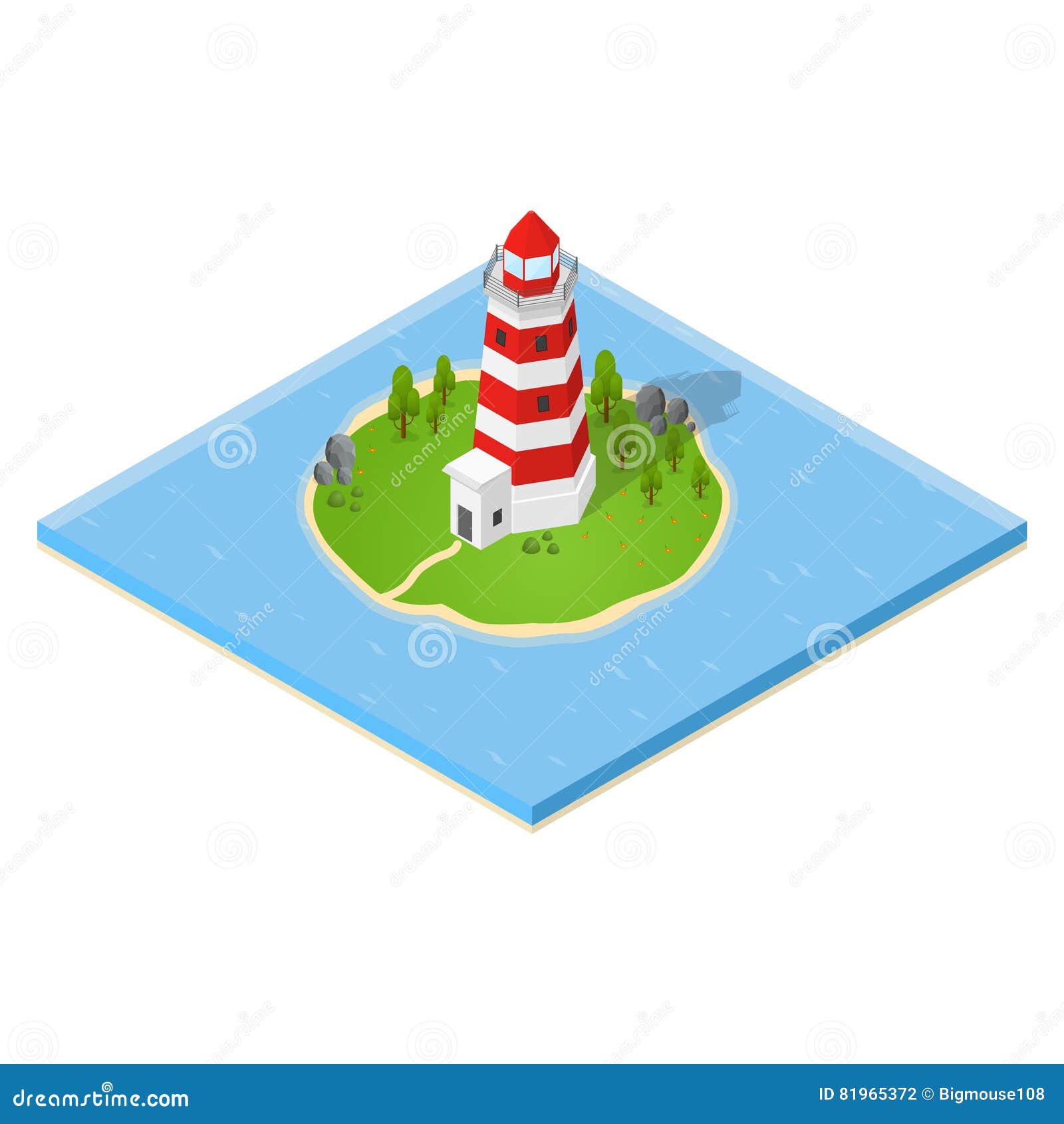 Nautical Lighthouse Isometric View. Vector Stock Vector - Illustration ...