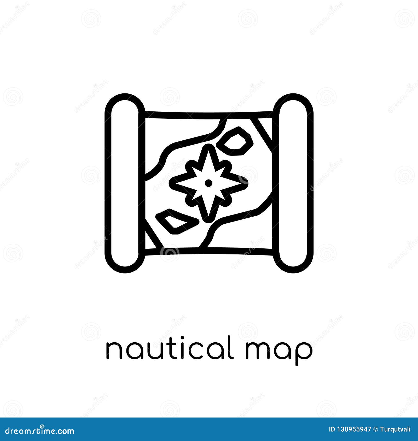 Nautical Map Icon. Trendy Modern Flat Linear Vector Nautical Map Stock ...