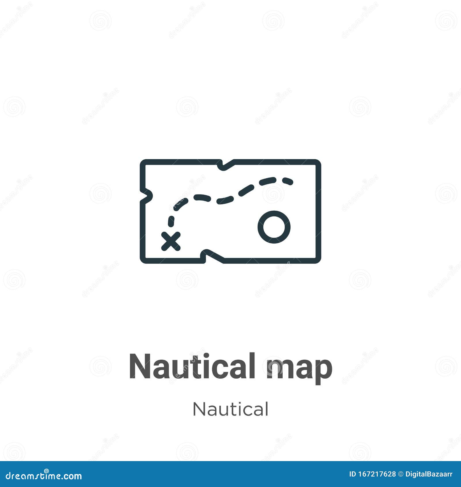 Nautical Map Outline Vector Icon. Thin Line Black Nautical Map Icon ...