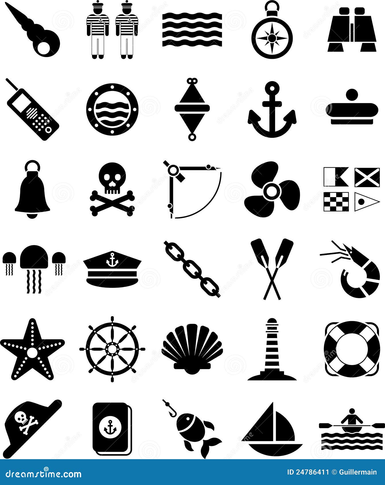 Nautical and marine icons stock vector. Illustration of canoeing - 24786411