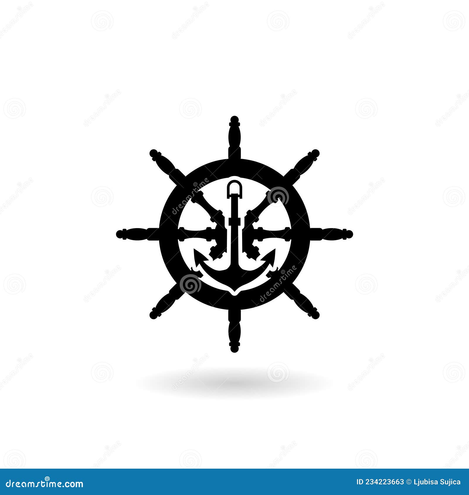 Nautical or Marine Logo Icon with Shadow Stock Vector - Illustration of ...