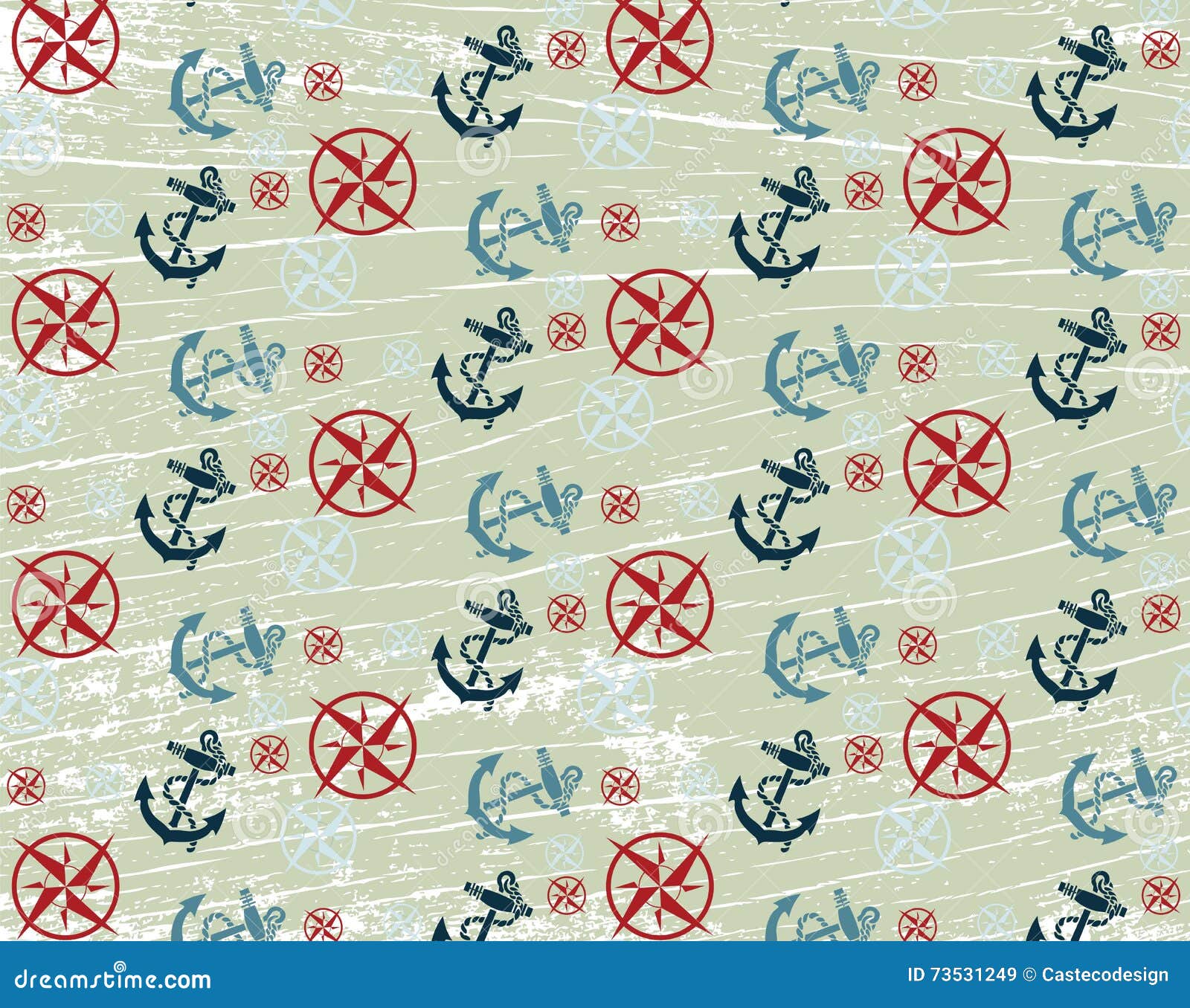 Nautical or Marine Themed Pattern Stock Vector - Illustration of blue ...
