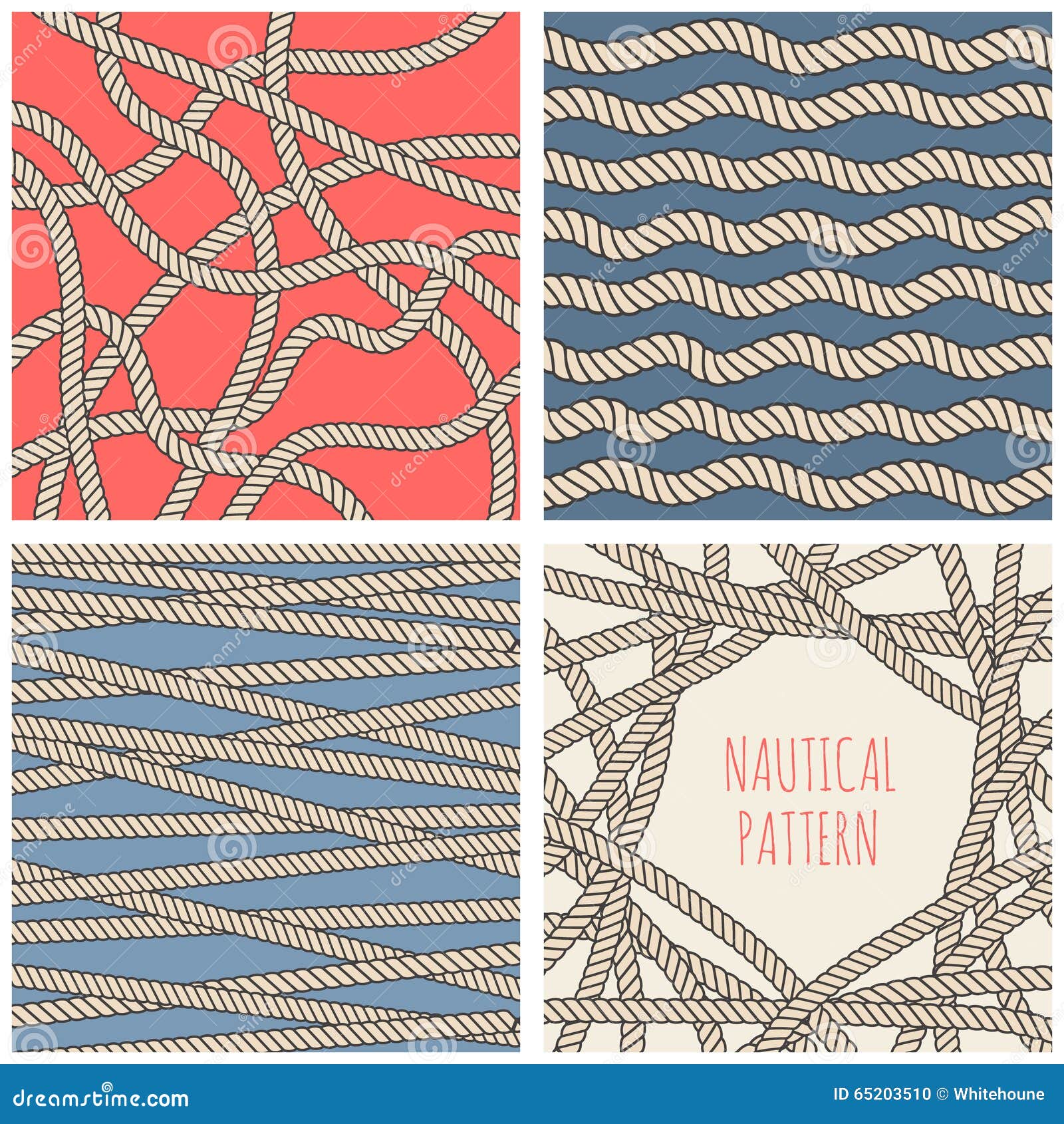 Nautical patterns set stock vector. Illustration of cord - 65203510