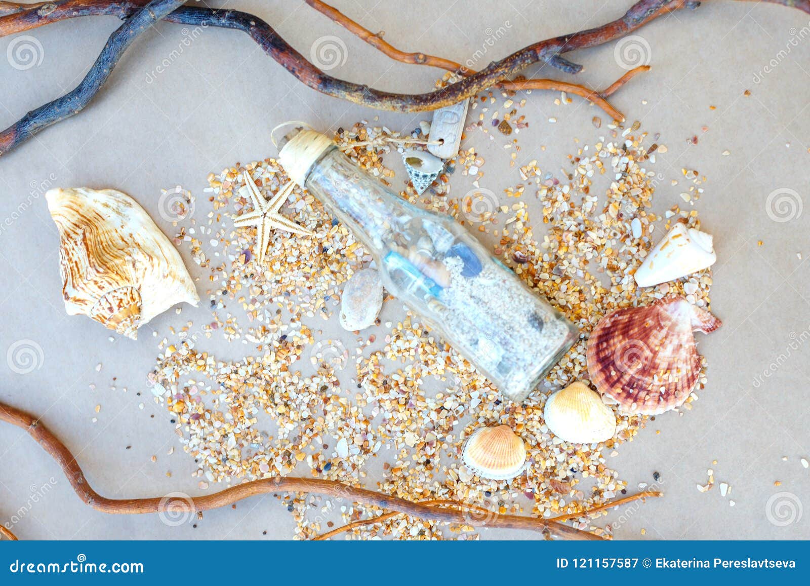 Nautical Postcards As the Story of the Journey Seashells and Sand Stock ...