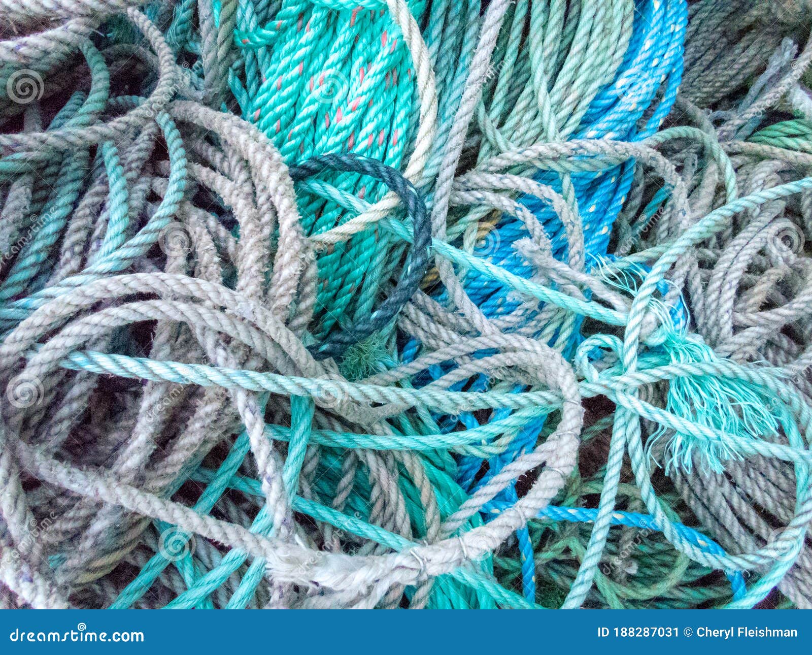 Nautical Rope in Blue Tones in a Pile Stock Image - Image of boat, path ...