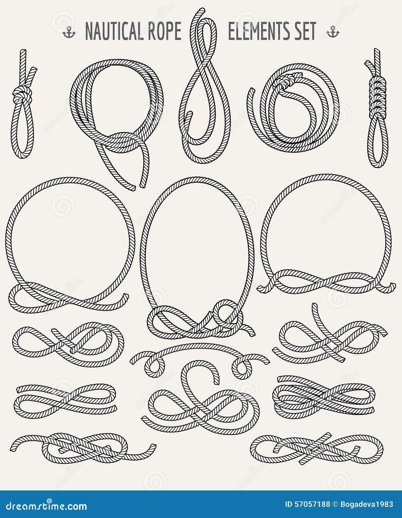 Nautical Rope Frame Vector Set. | CartoonDealer.com #75221992