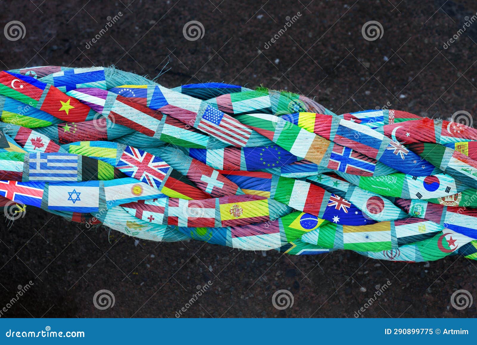 Nautical Rope with Flags of Different Countries Stock Image - Image of ...