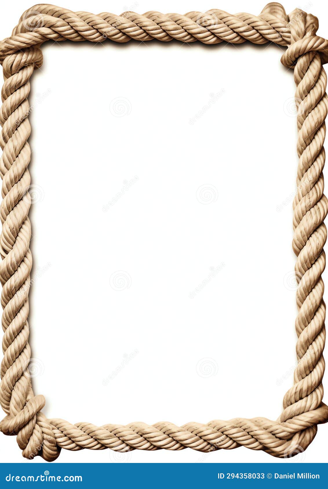 Nautical Rope Frame Border on White Background Stock Illustration ...