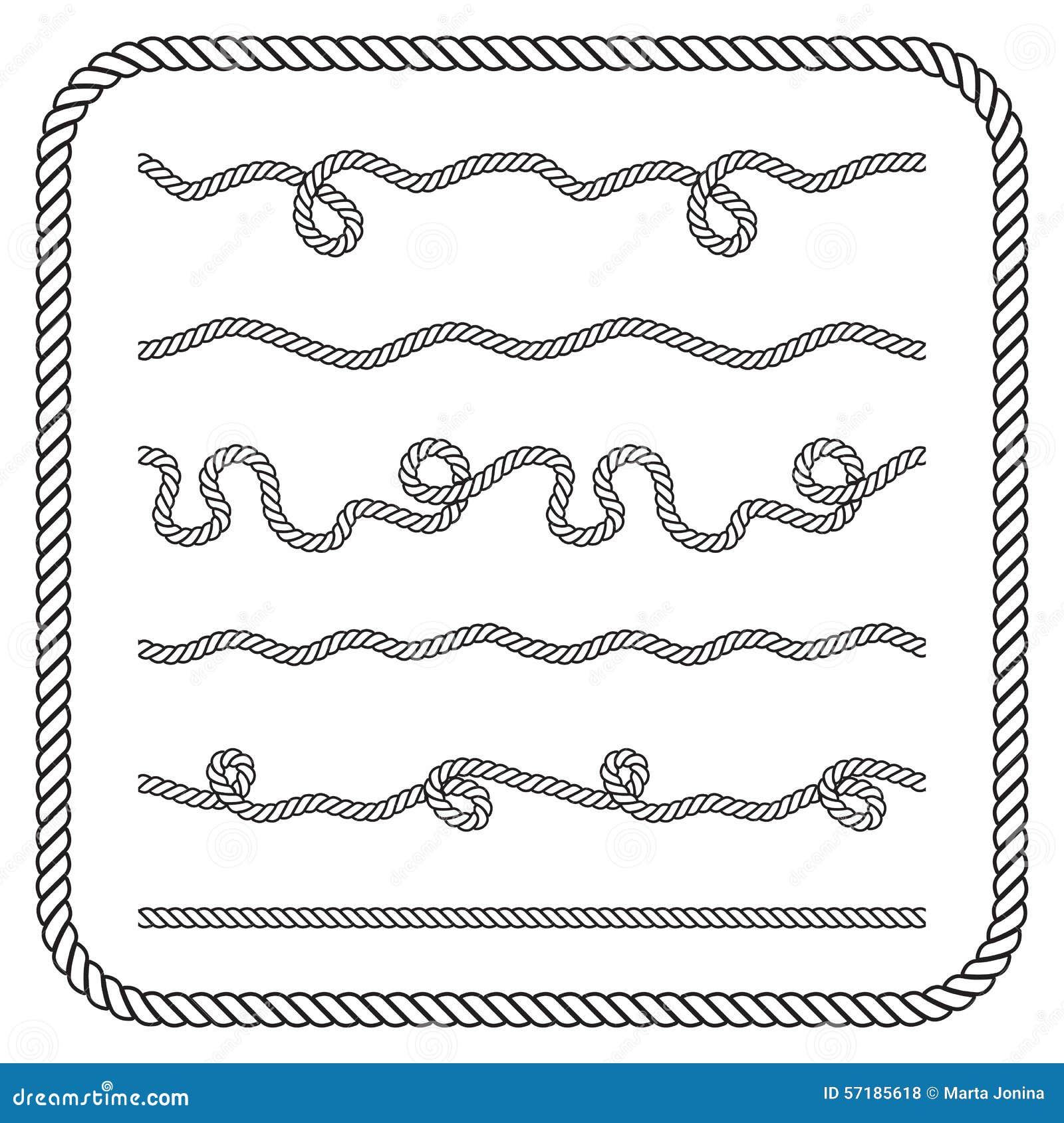 Nautical rope knotes stock vector. Illustration of design - 57185618