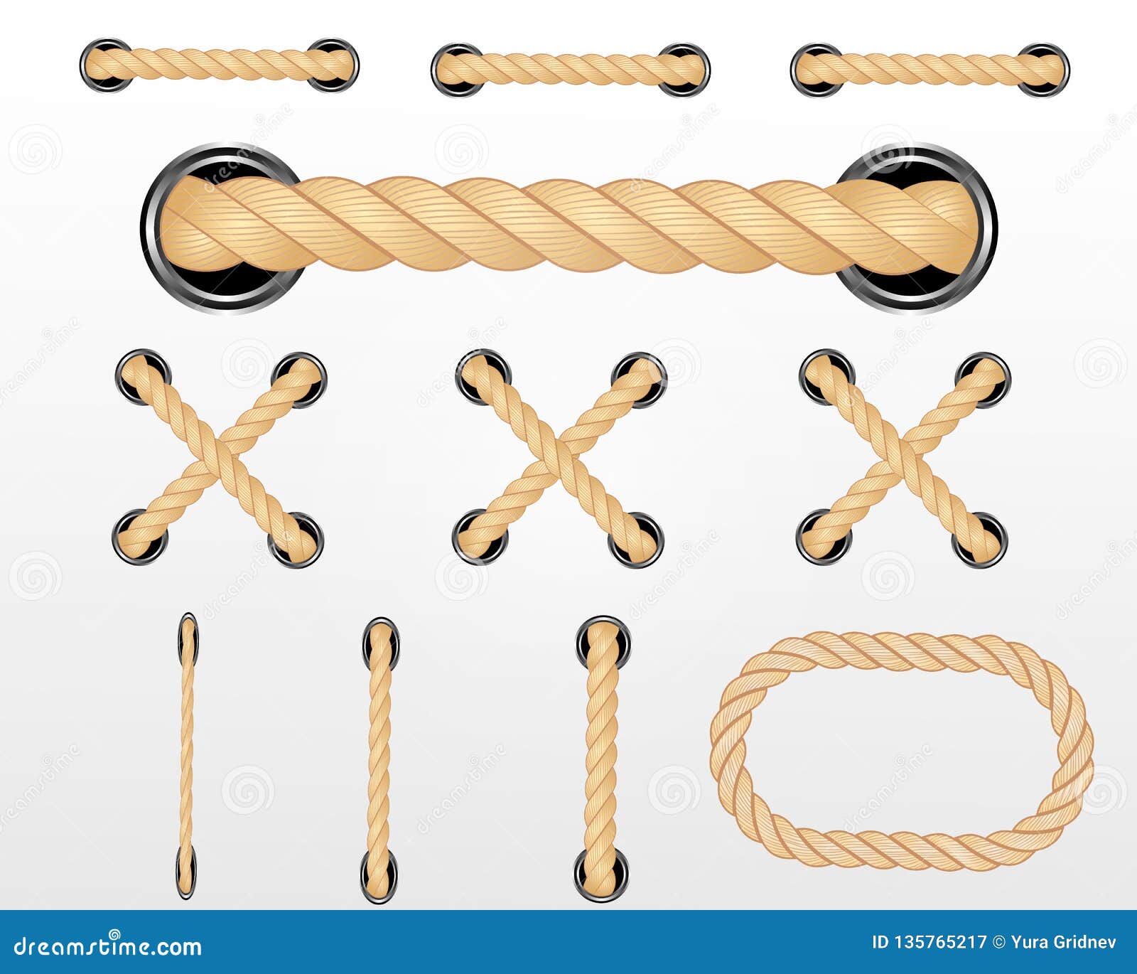 Nautical Rope. Round and Square Rope Frames, Cord Borders. Sailing ...