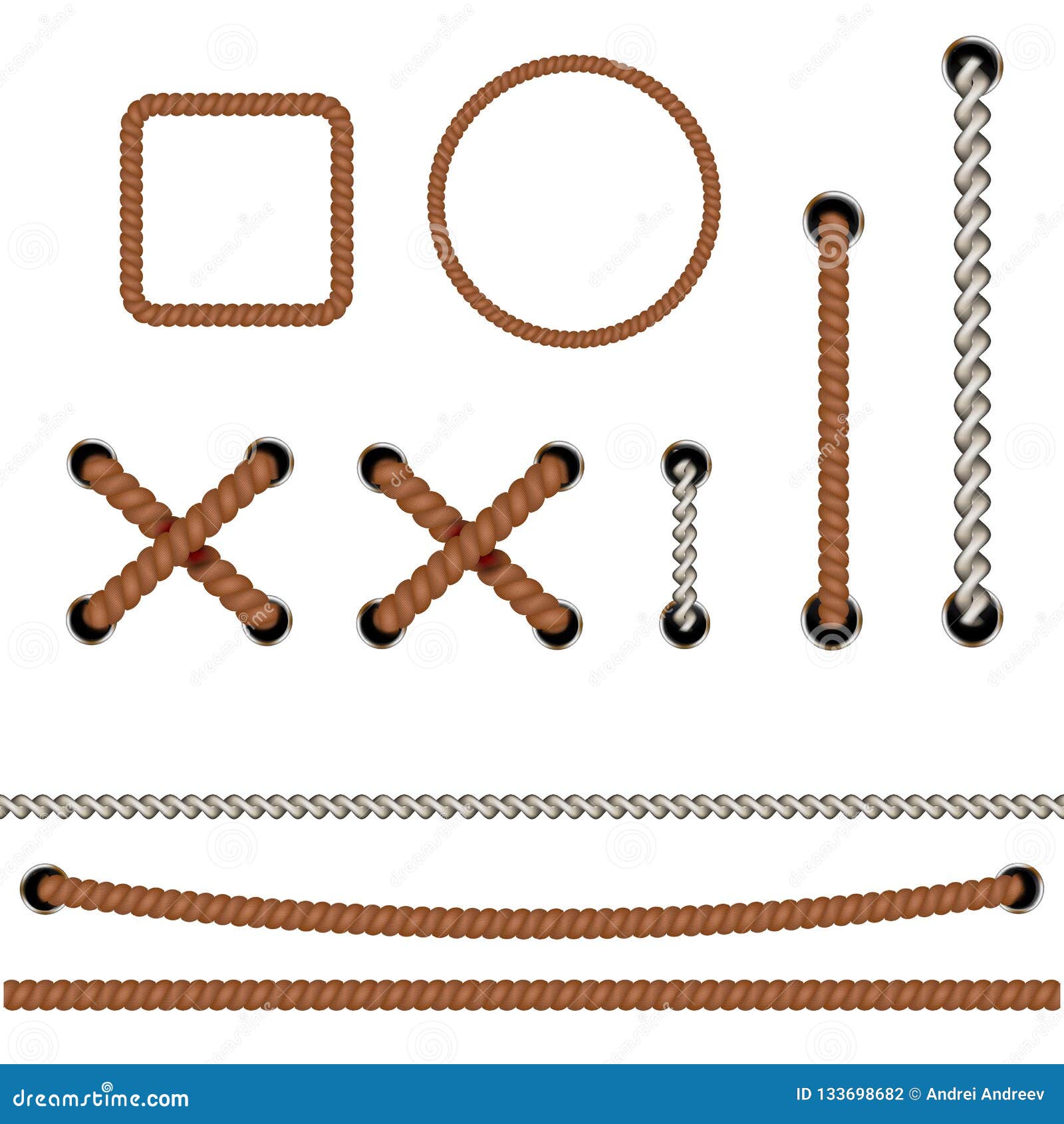 Nautical Rope. Round and Square Rope Frames, Cord Borders Stock Vector ...