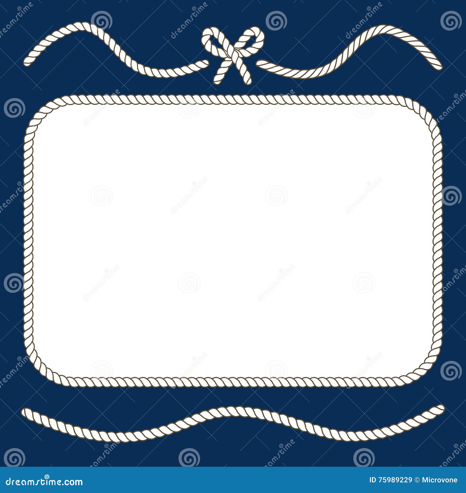 Nautical Ropes Vector Creative Outline Borders Set. Marine Empty ...