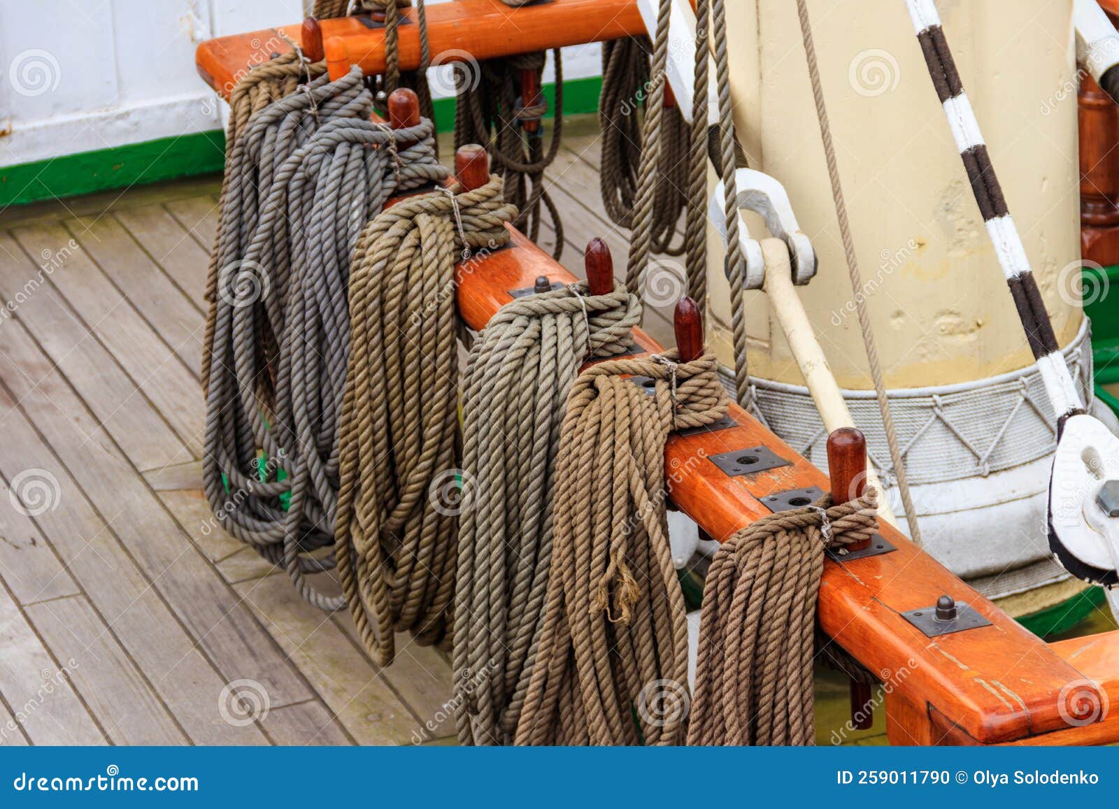 Nautical Ropes on Deck of a Large Ship Stock Photo - Image of sailboat ...