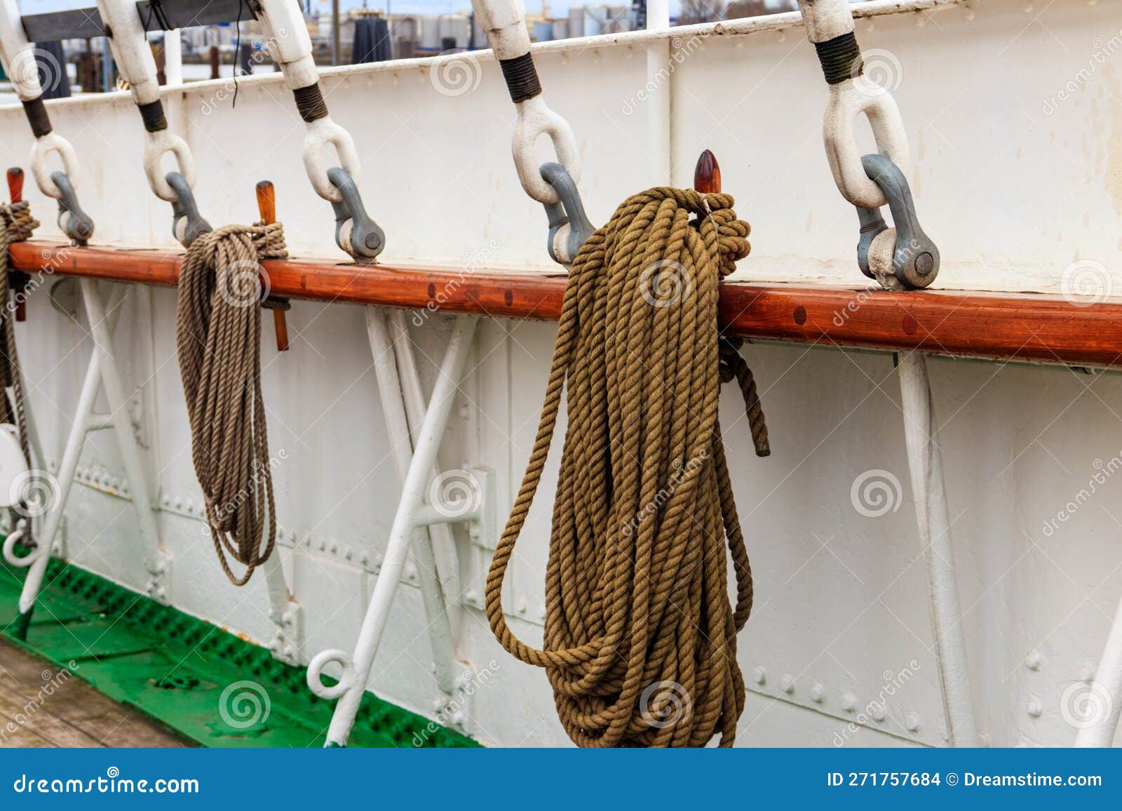 Nautical Ropes on a Deck of Large Ship Stock Photo - Image of hemp ...