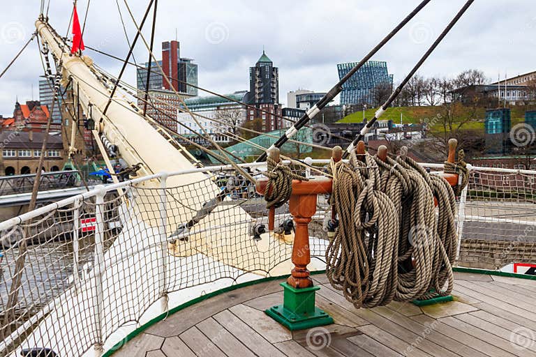 Nautical Ropes on Deck of a Large Ship Stock Photo - Image of object ...