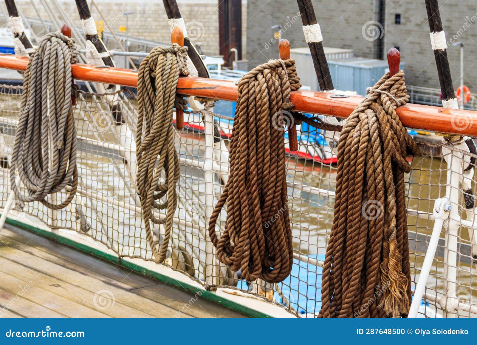 Nautical Ropes on a Deck of Large Ship Stock Photo - Image of hemp ...