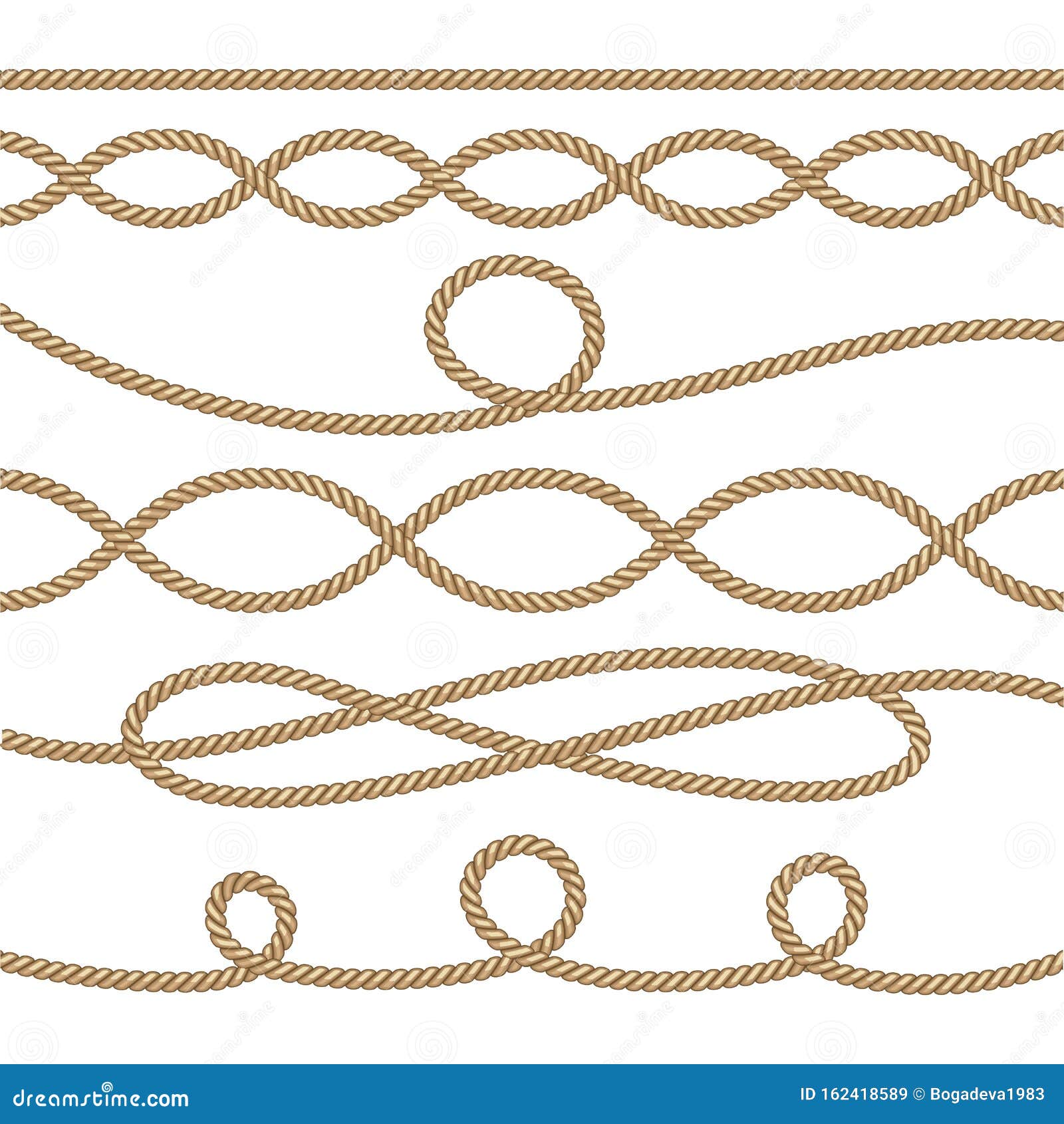 Nautical Ropes Decoration Element Set. Vector Illustration Stock Vector ...