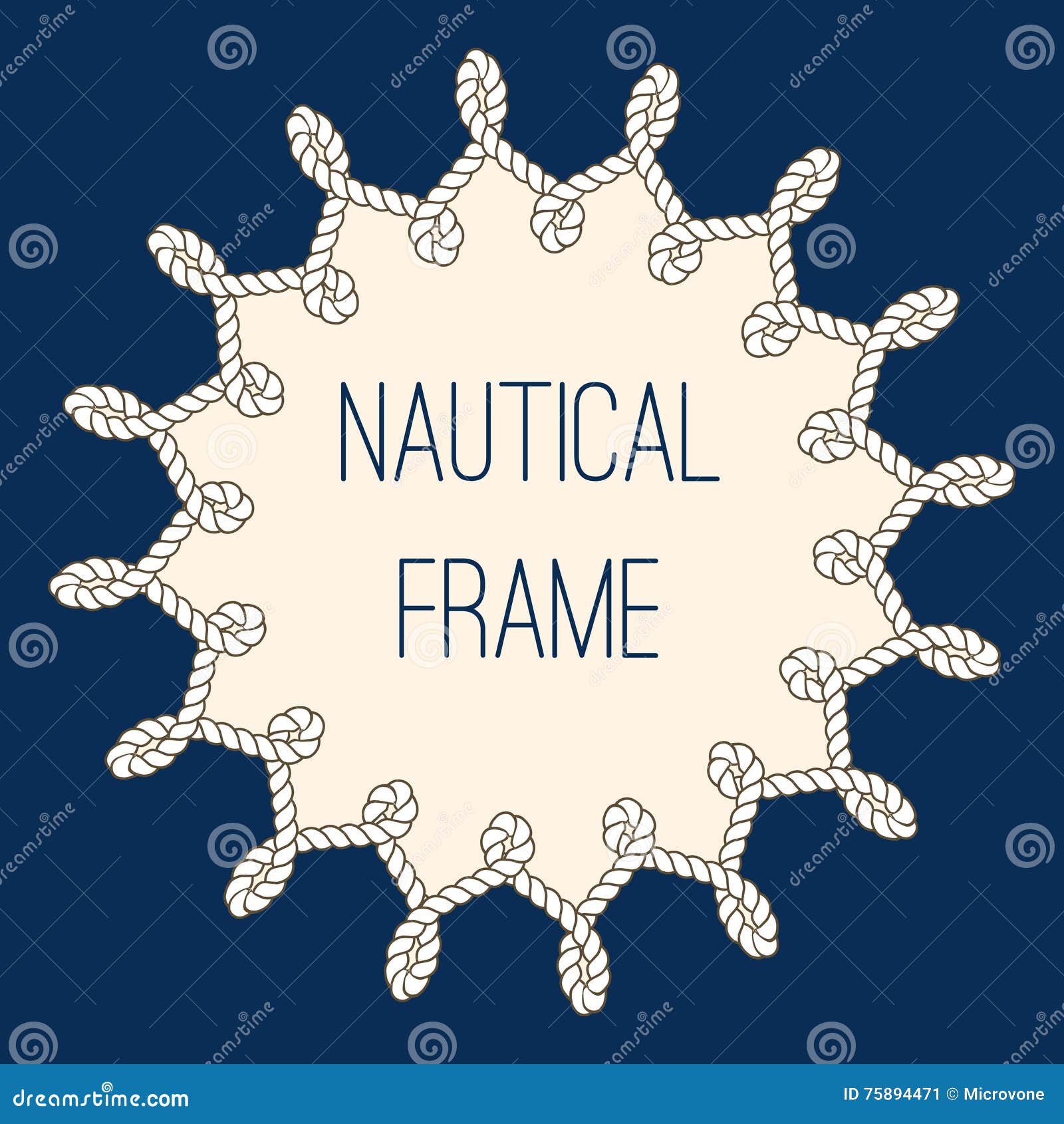Nautical Ropes Frame Over Navy Blue Background Stock Vector ...