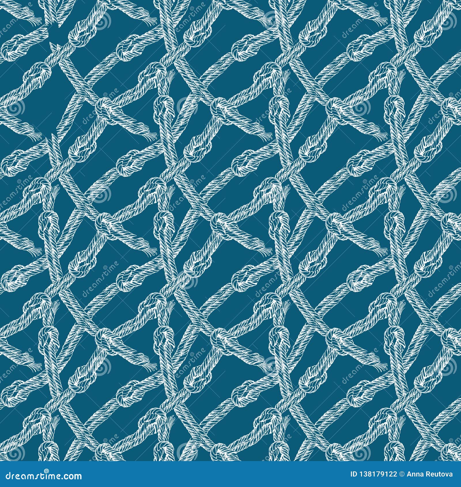 Nautical Ropes and Sailor Knots Seamless Pattern. Stock Vector ...