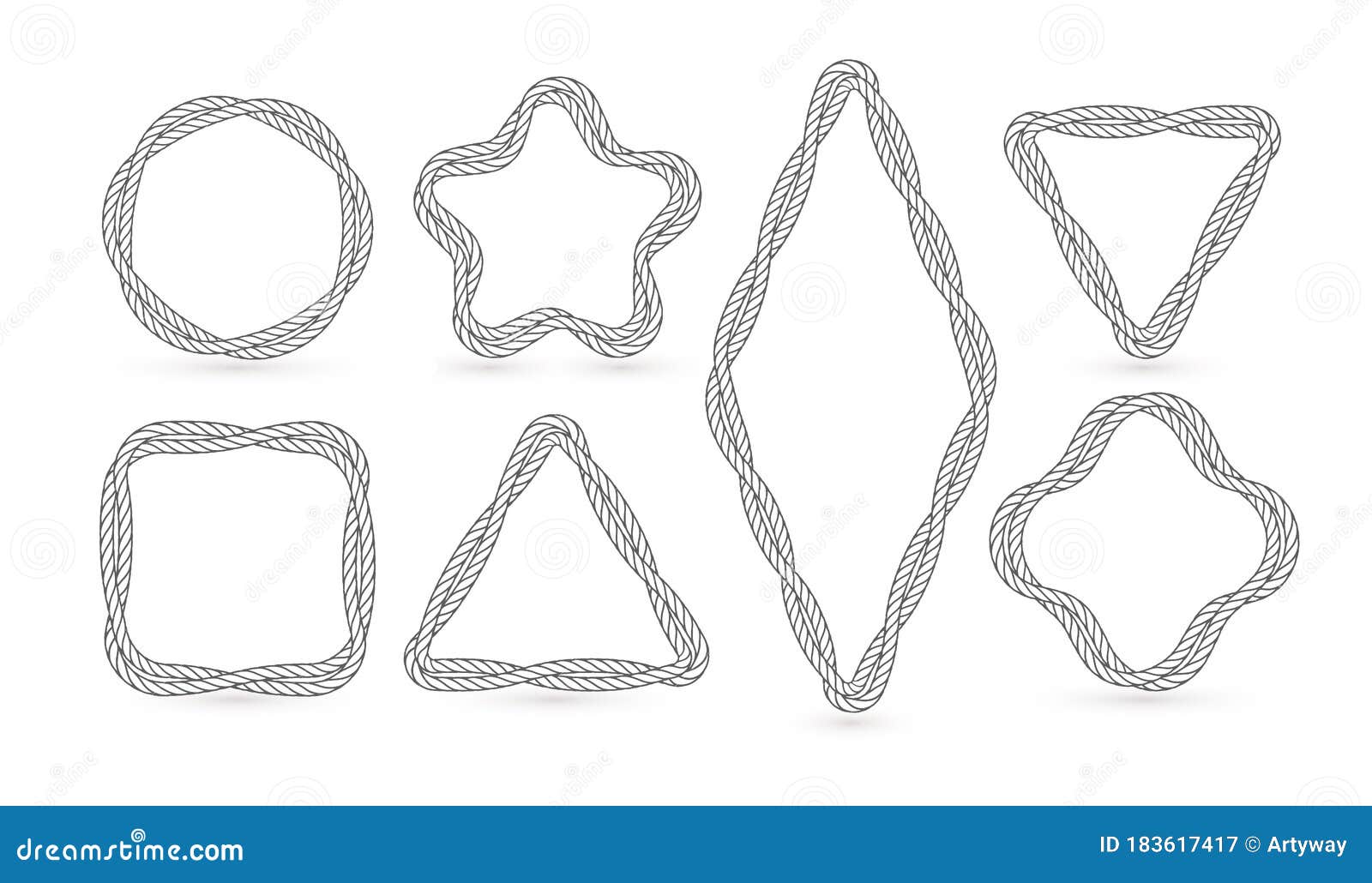 Nautical Ropes Vector Creative Outline Borders Set. Marine Empty ...