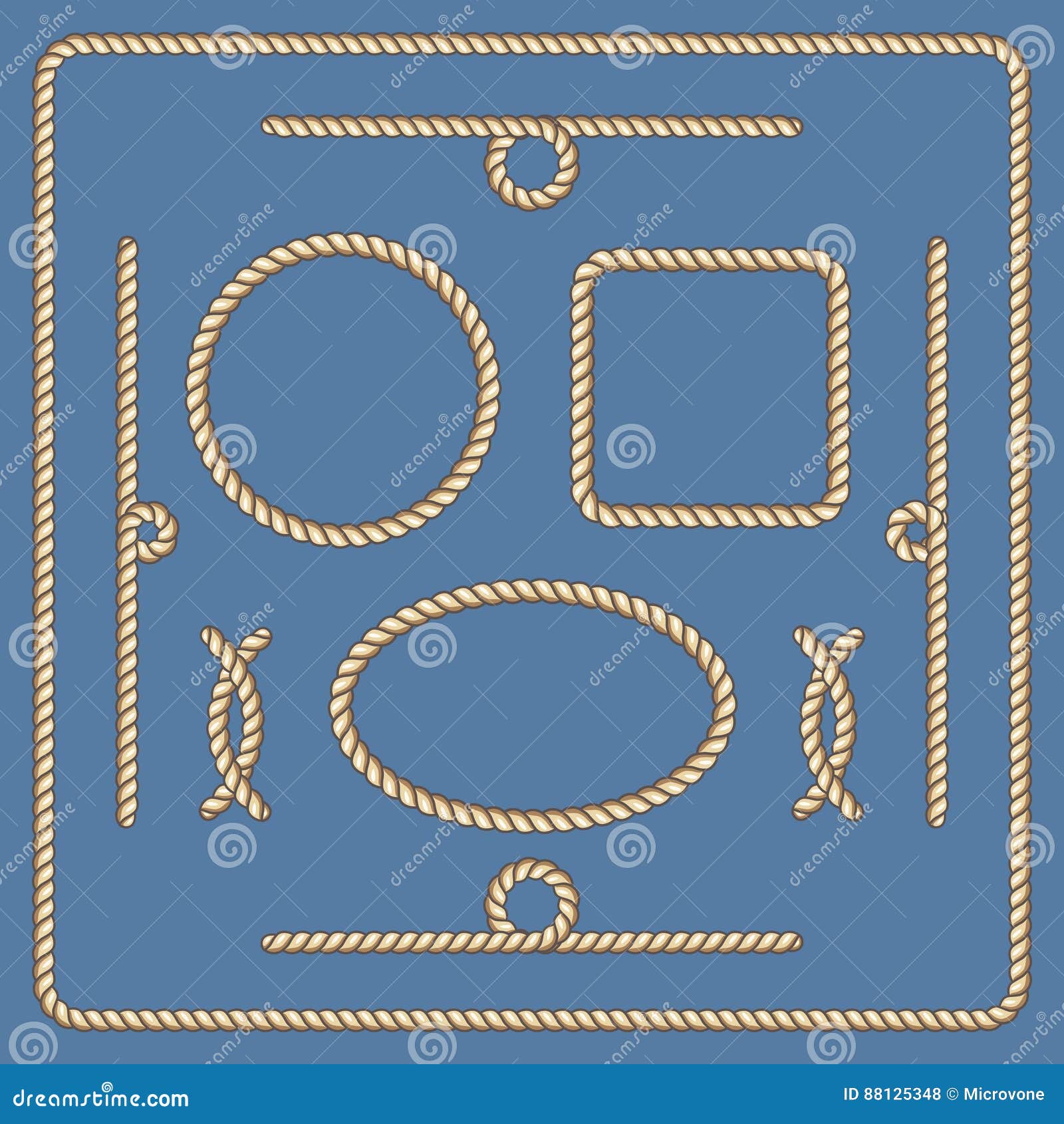Nautical Ropes Vector Frames Set Stock Vector - Illustration of ...