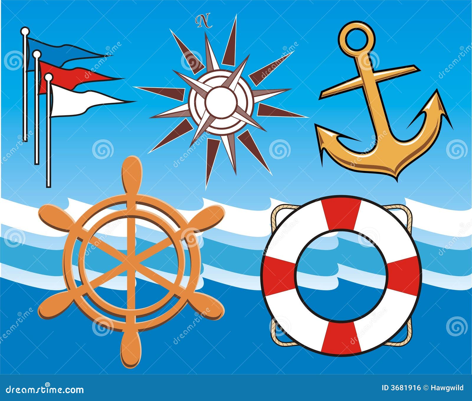 Nautical Sampler stock vector. Illustration of water, waves - 3681916