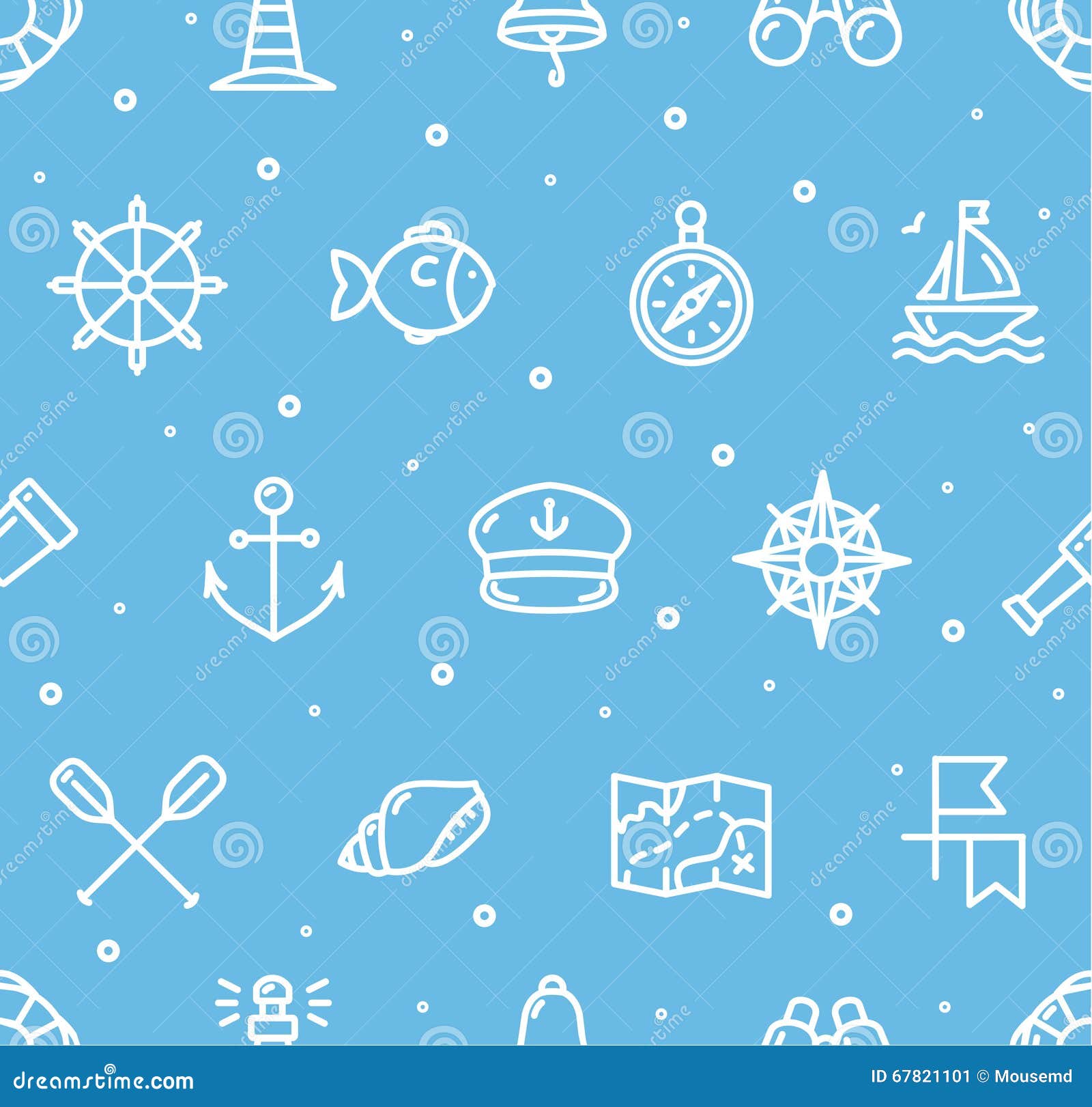 Nautical Sea Background Pattern. Vector Stock Vector - Illustration of ...