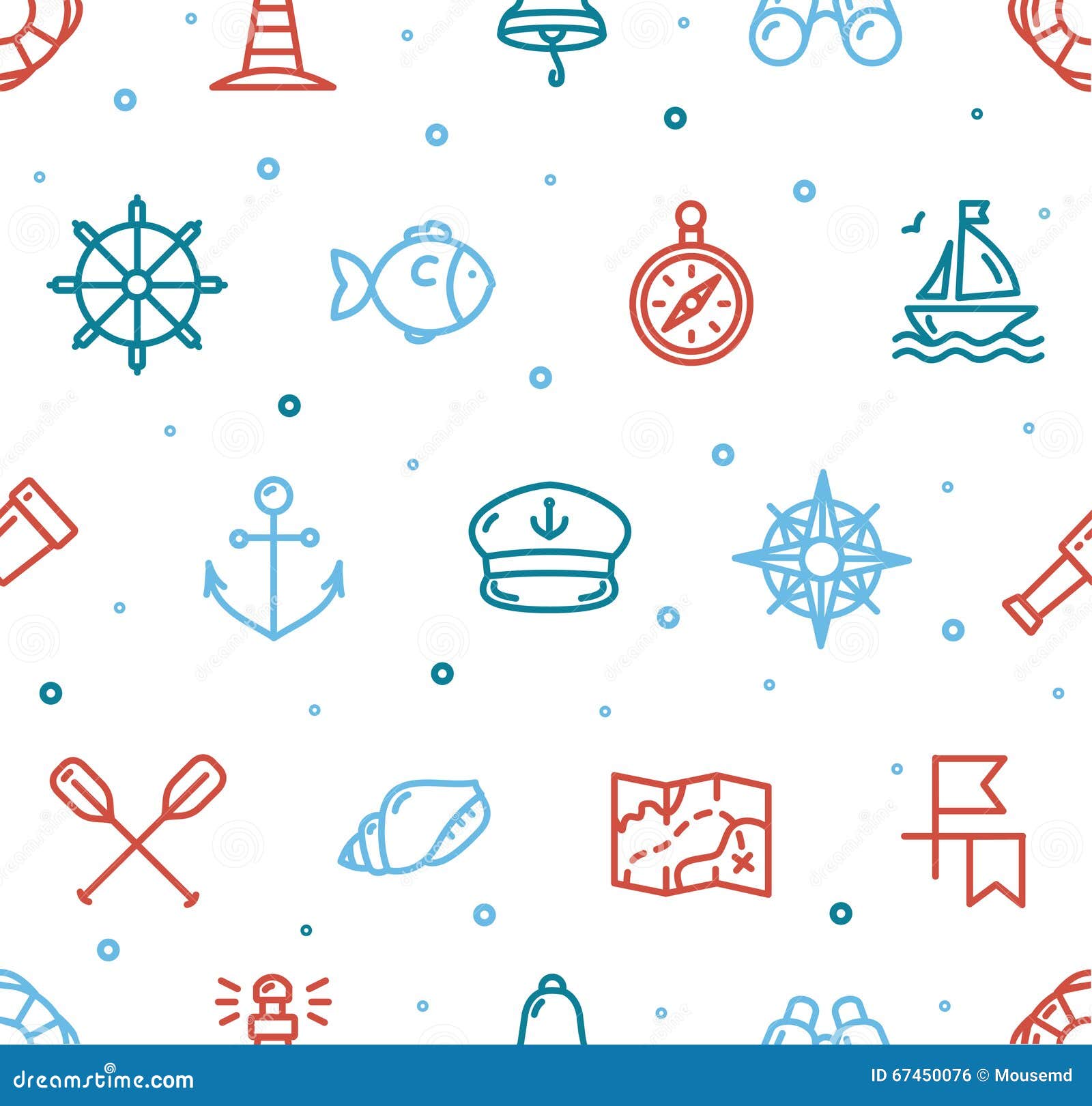 Nautical Sea Background Pattern. Vector Stock Vector - Illustration of ...