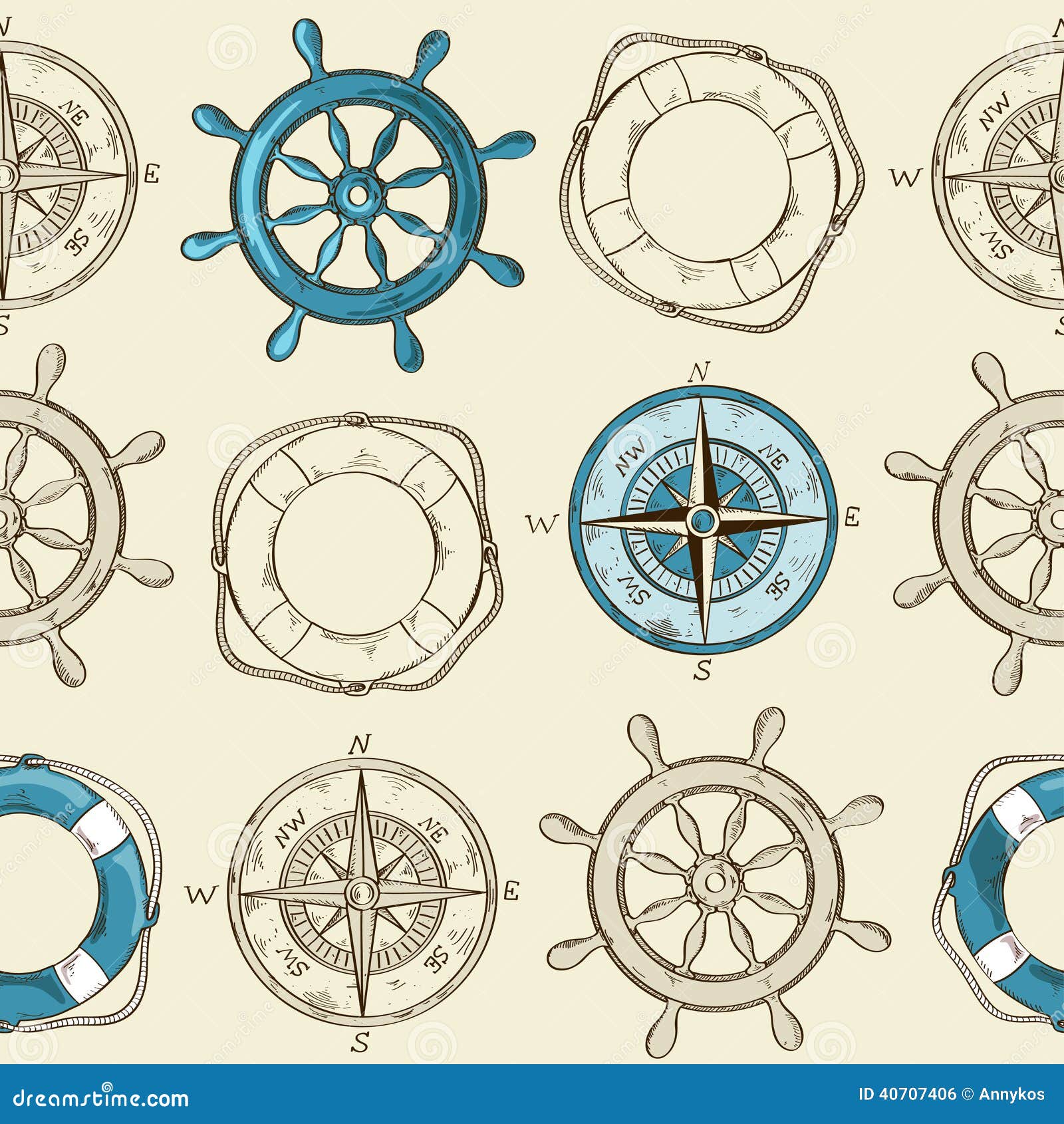 Nautical seamless pattern stock vector. Illustration of nautical - 40707406