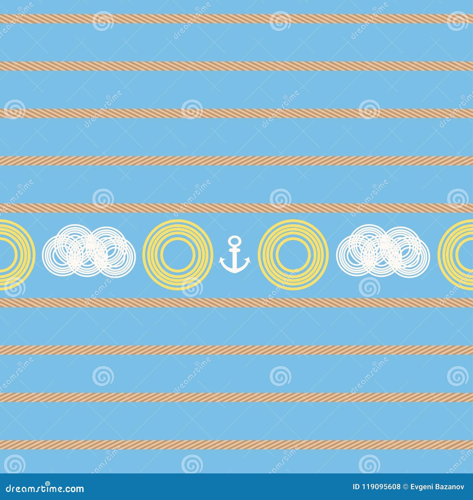 Nautical Seamless Pattern with Sun. Stock Vector - Illustration of ...