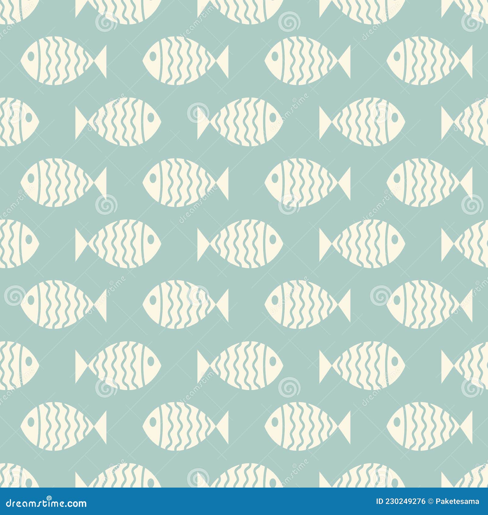 Nautical Seamless Pattern with Swimming Cartoon Fish Stock Vector ...