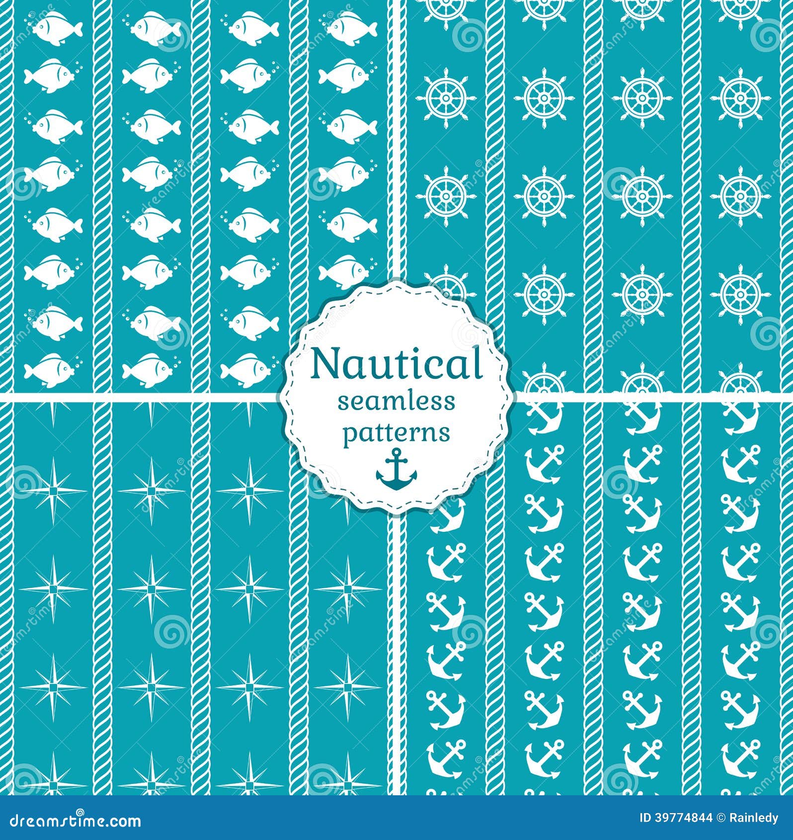 Nautical Seamless Patterns. Vector Collection. Stock Vector ...