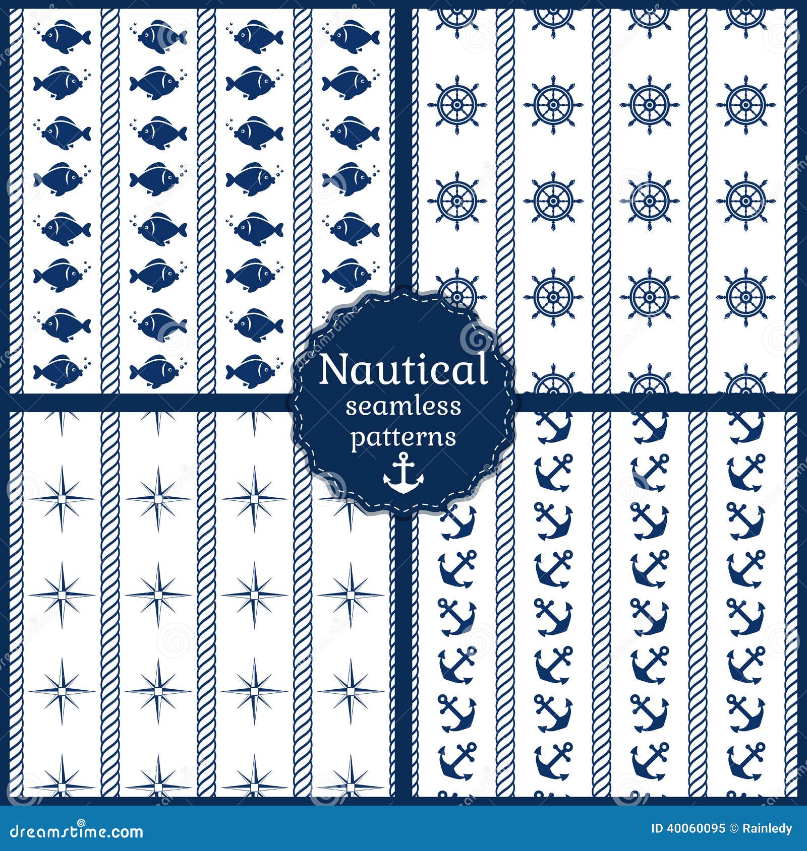 Nautical Seamless Patterns. Vector Collection. Stock Vector ...