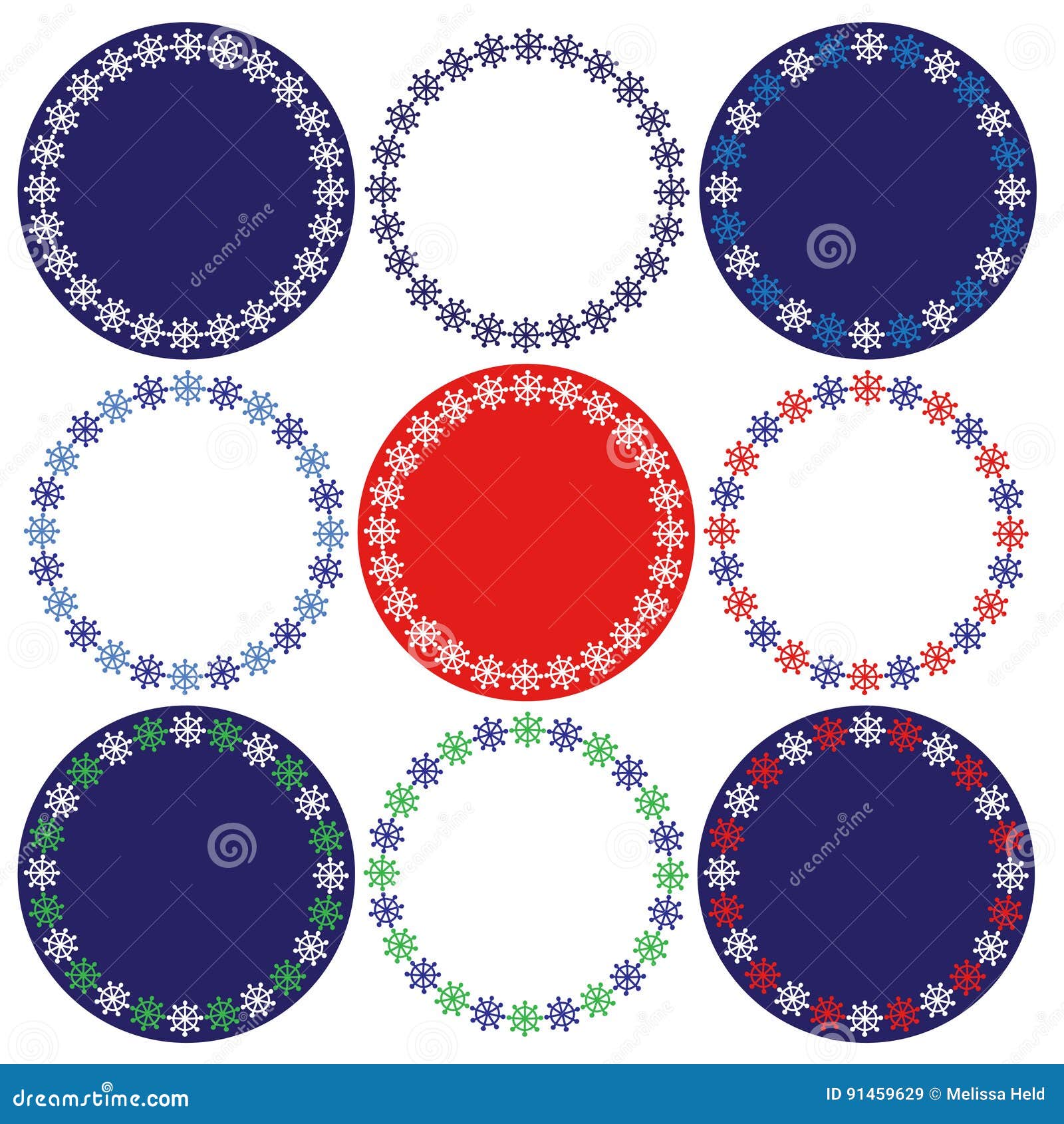 Nautical Ship Wheel Circle Frames Stock Illustration - Illustration of ...