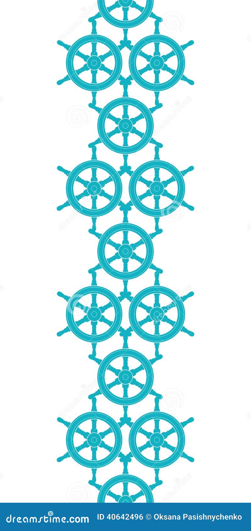 Nautical Ship Wheels Abstract Blue Vertical Seamless Pattern Background ...