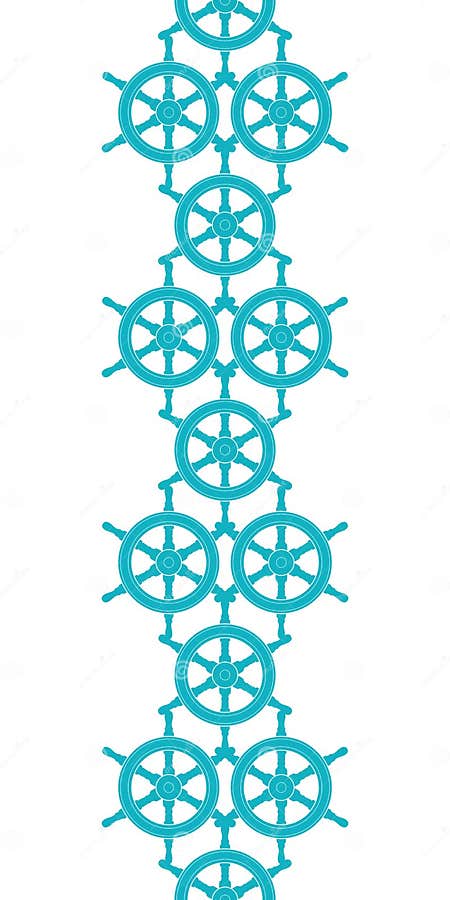 Nautical Ship Wheels Abstract Blue Vertical Seamless Pattern Background ...