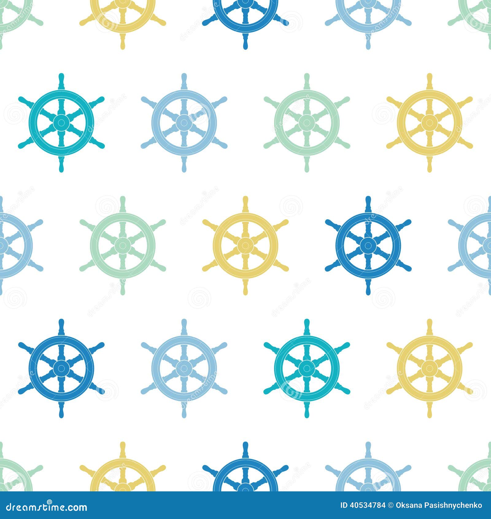 Nautical Ship Wheels Colorful Seamless Pattern Background Stock Vector ...