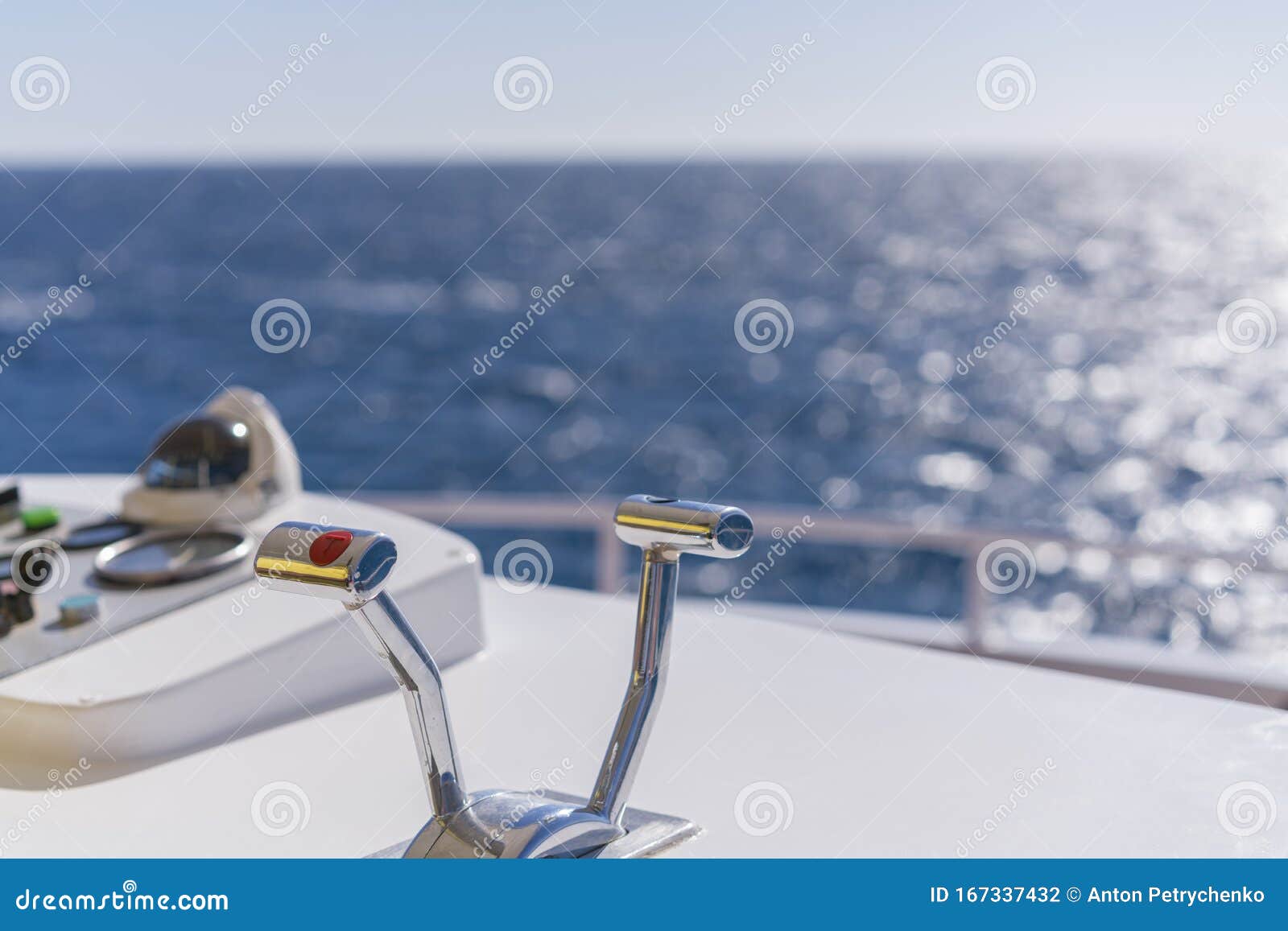 Nautical Ships Control Panel on the Captains Bridge. Yacht Control ...