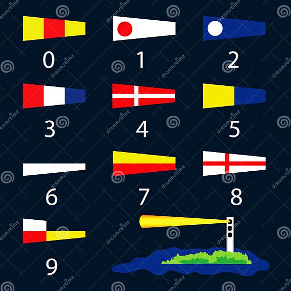 Nautical Signal Flags - Numbers Stock Vector - Illustration of interco ...
