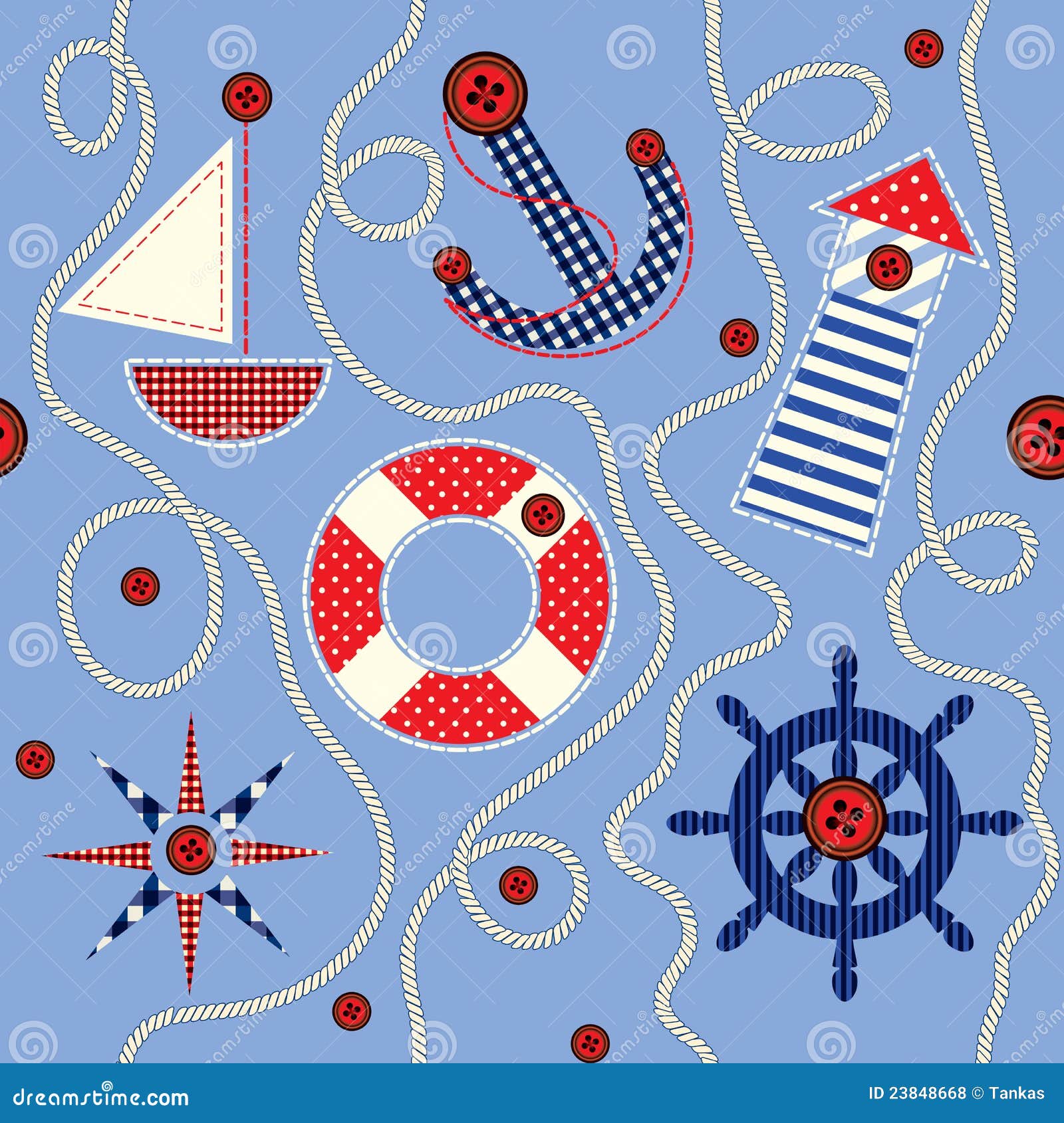 Nautical style pattern stock vector. Illustration of repetition - 23848668