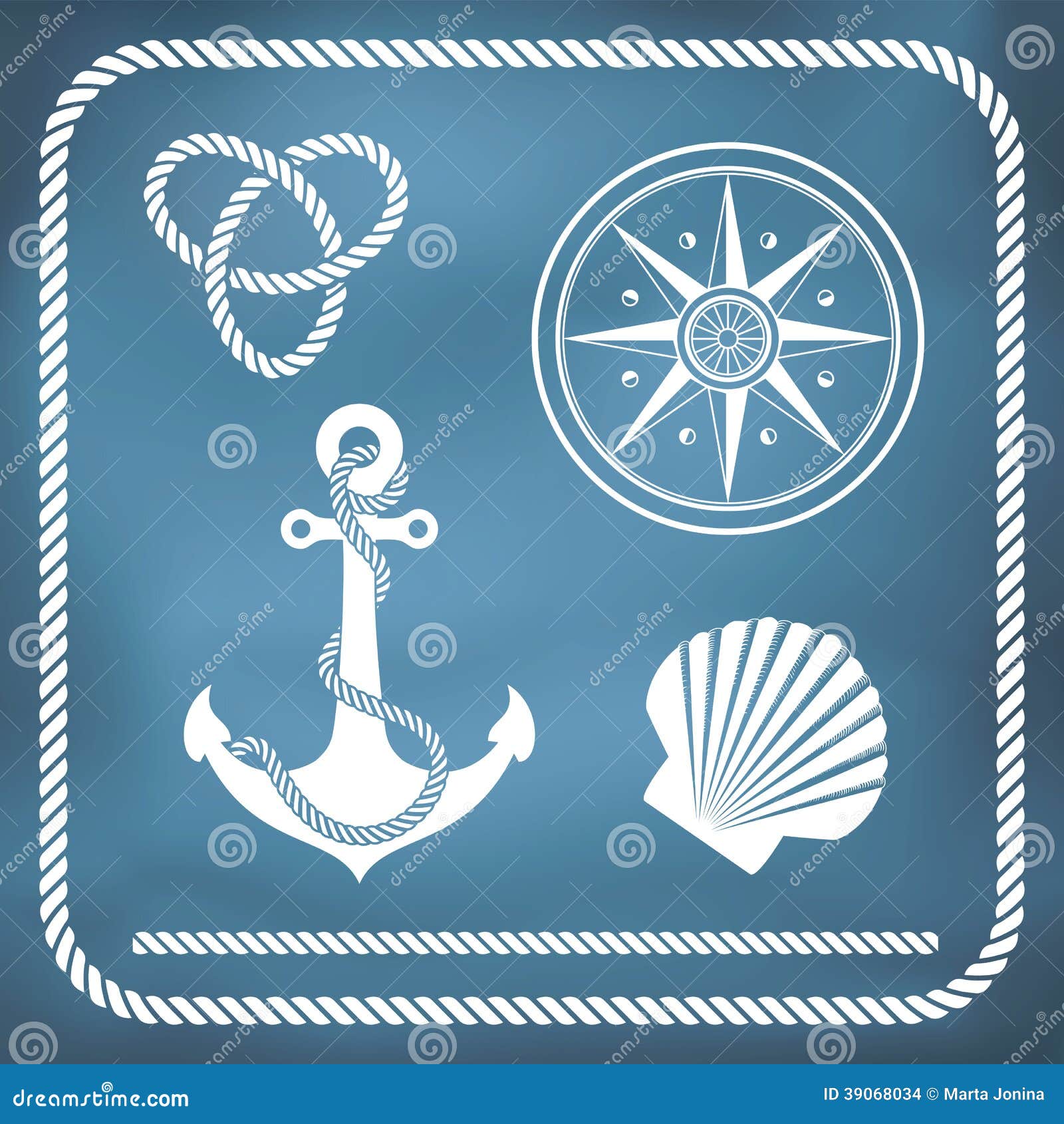 Nautical symbols stock vector. Illustration of knot, bell - 39068034