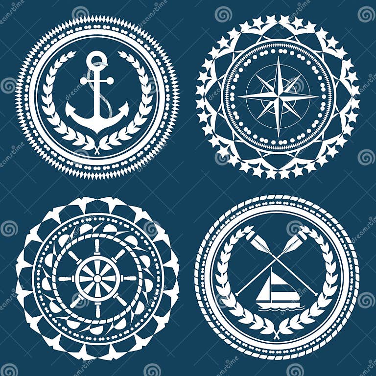 Nautical Symbols stock vector. Illustration of element - 42385042
