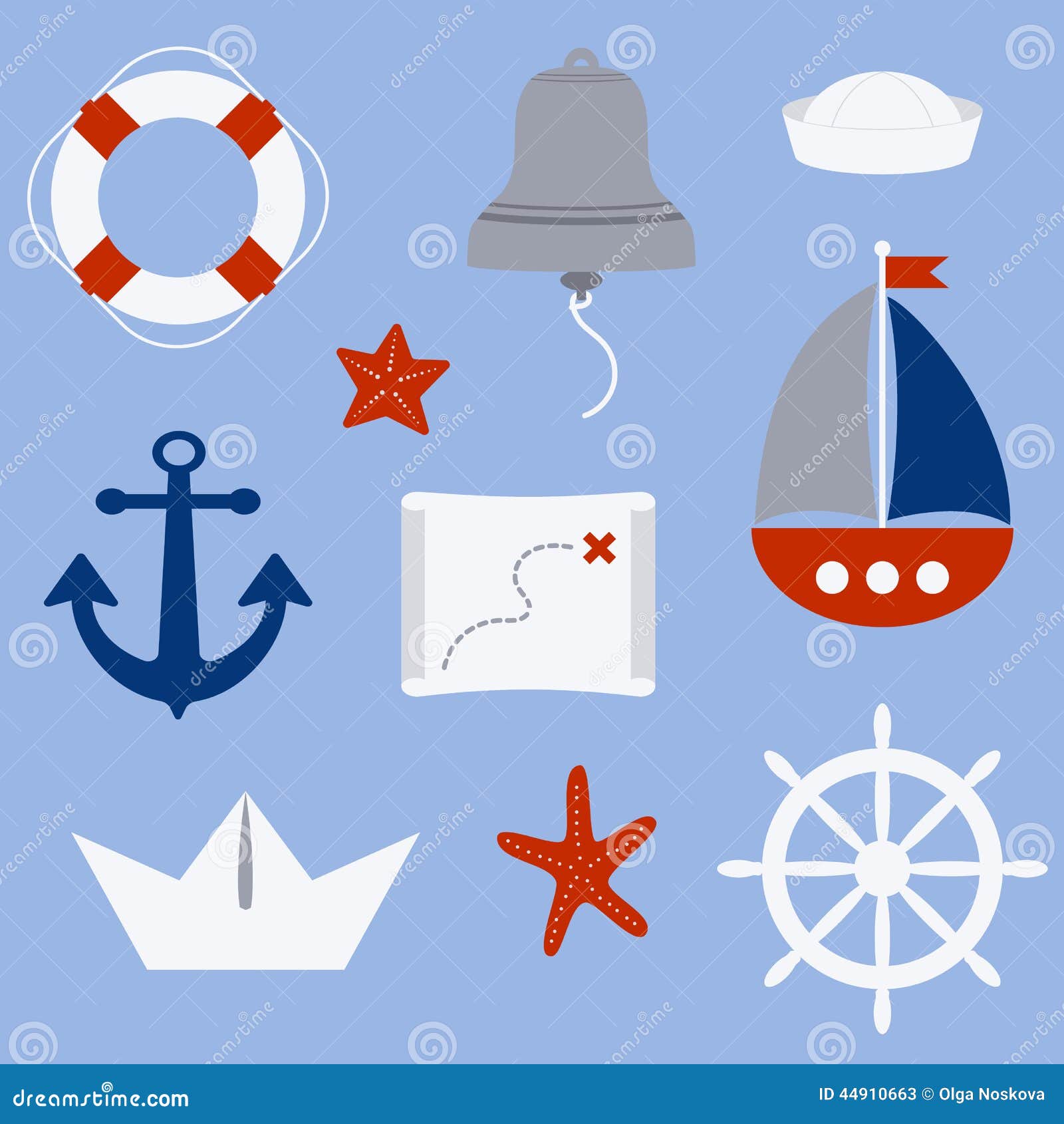 Nautical symbols stock vector. Illustration of collection - 44910663