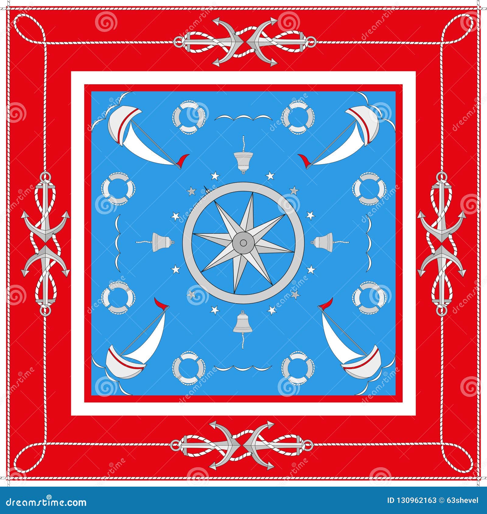 Nautical Characters. Vector Color Square Frame Design. Stock Vector ...