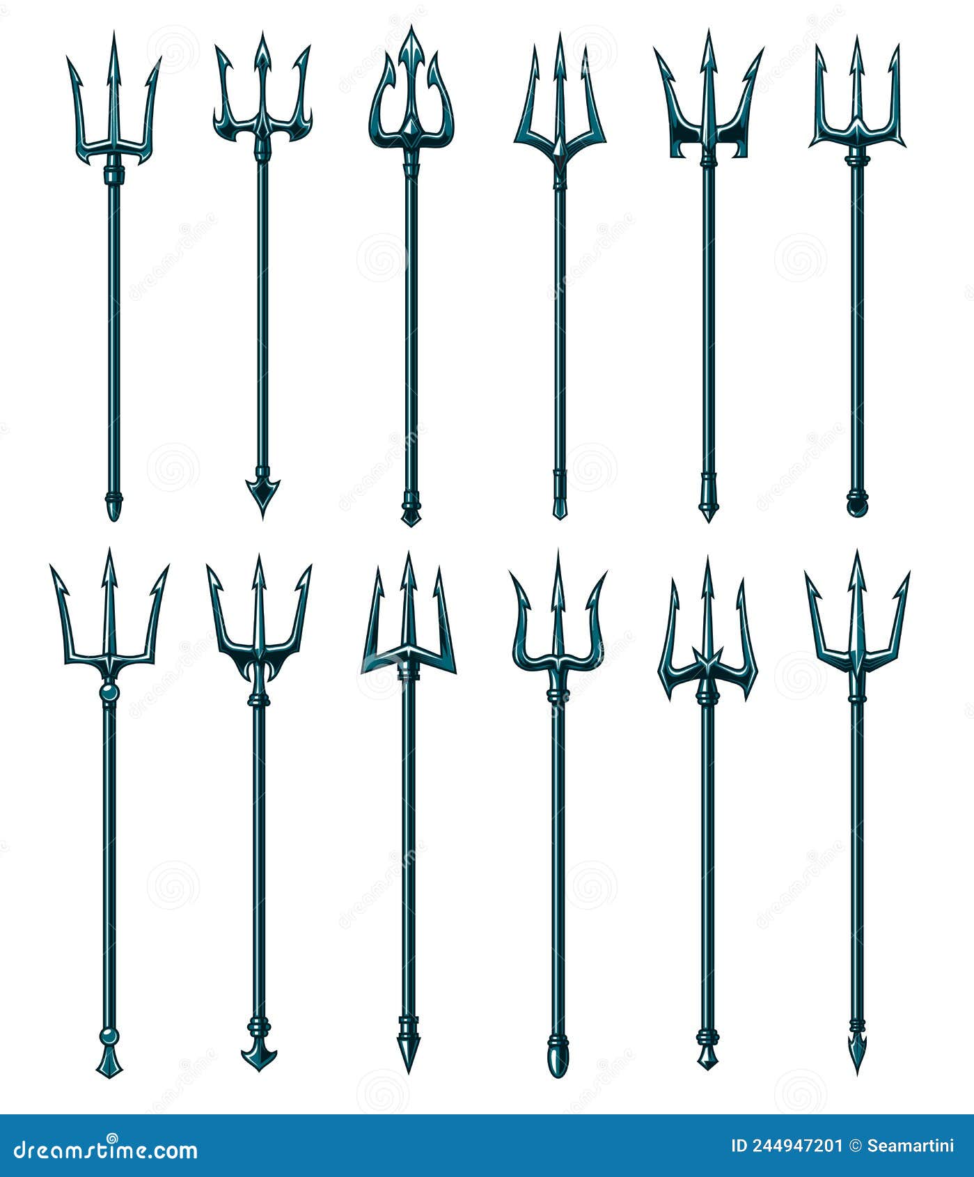 Nautical Trident Fork Vector Icons, Spear Weapons Stock Illustration ...