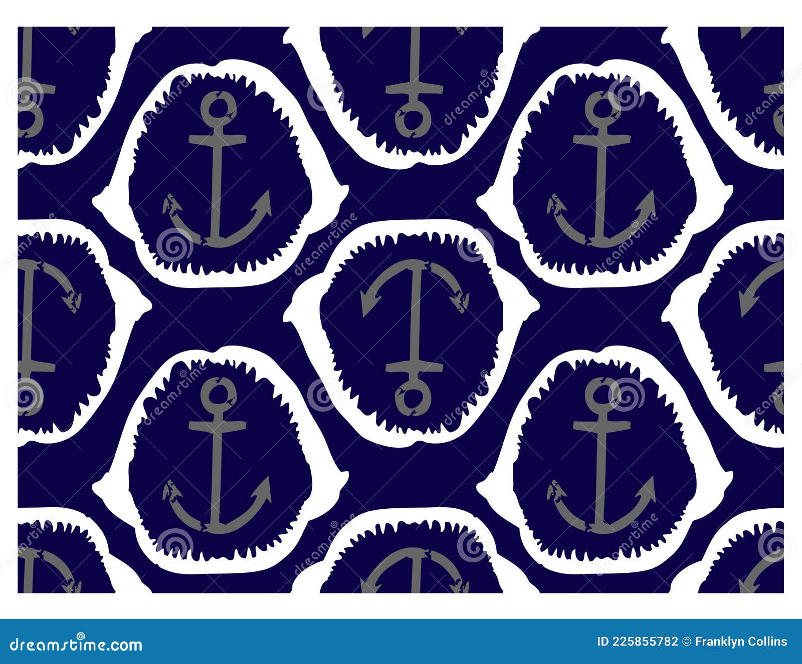 Shark Jaws & Anchor Repeat Pattern Stock Vector - Illustration of ...