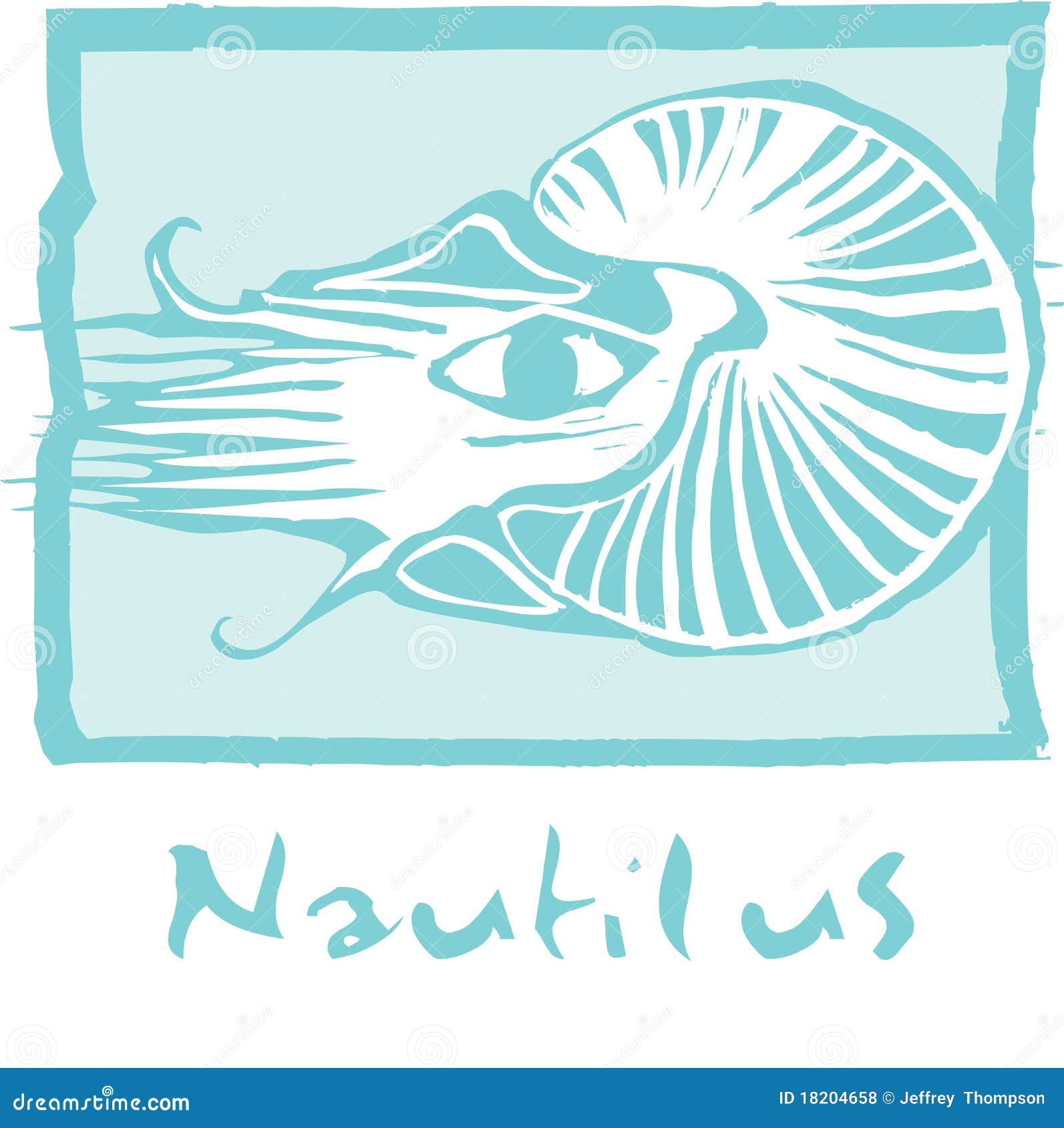 Nautilus en azul ilustración del vector. Ilustración de calamar - 18204658