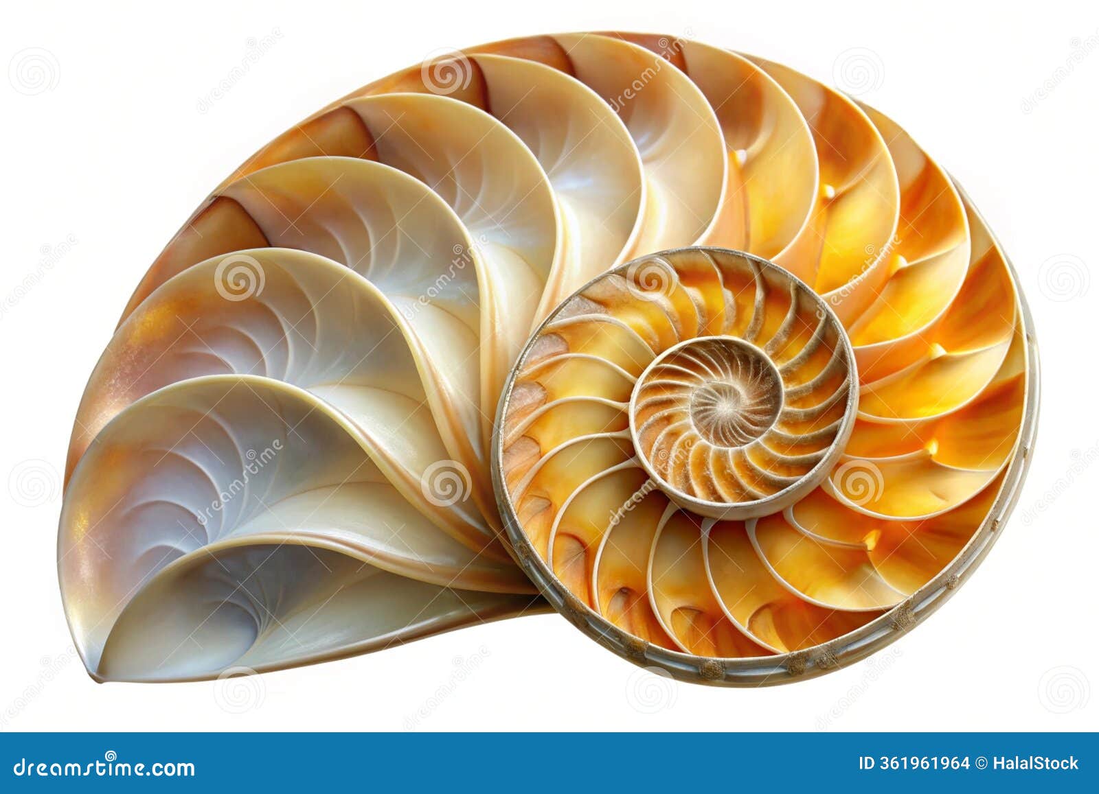 Nautilus Shell Section Isolated on White Background Stock Illustration ...