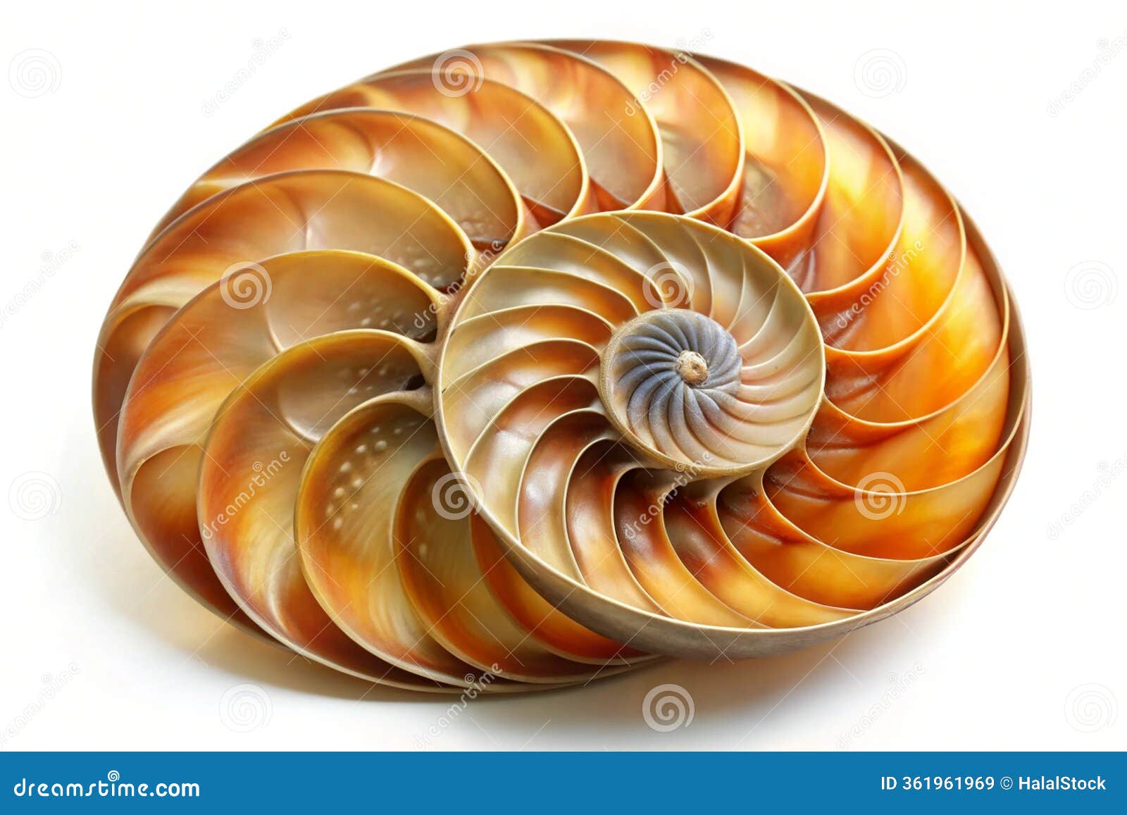 Nautilus Shell Section Isolated on White Background Stock Illustration ...
