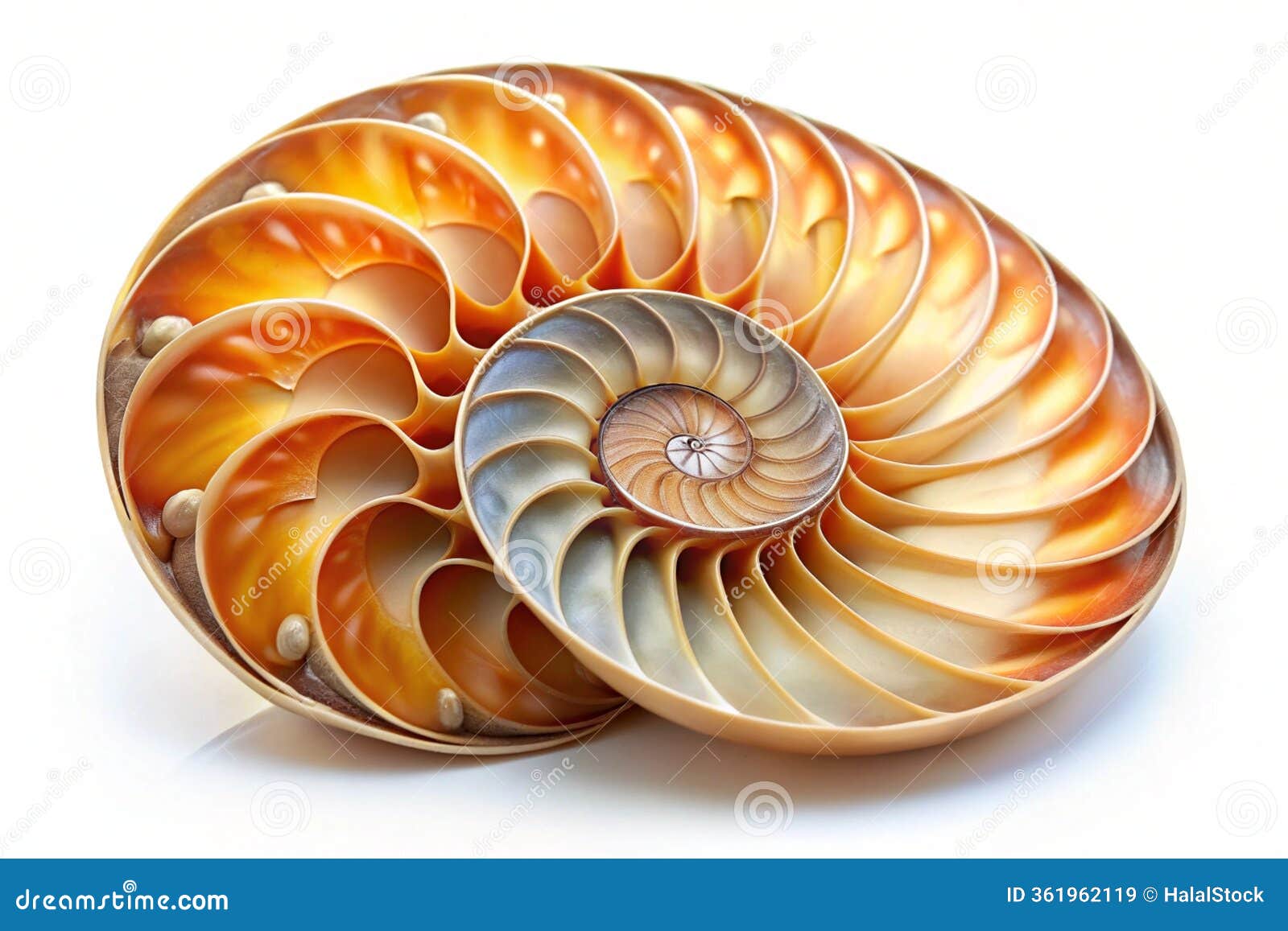 Nautilus Shell Section Isolated on White Background Stock Illustration ...
